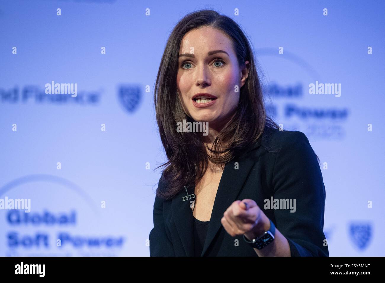 London, UK. 20 February 2025. Former Finnish Prime Minister Sanna Marin ...