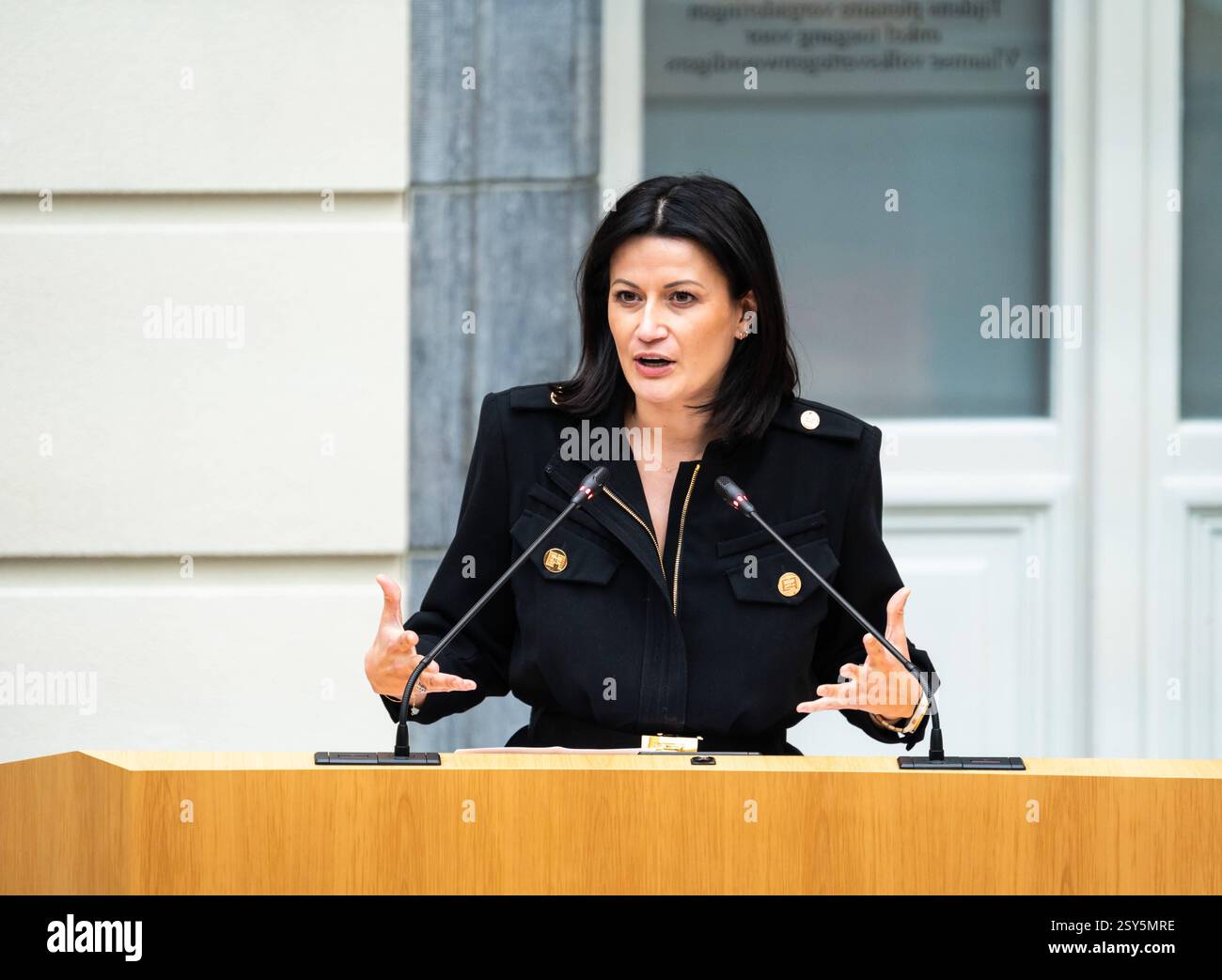 Stephanie D hose open vld at the Flemish parliament plenary meeting in ...