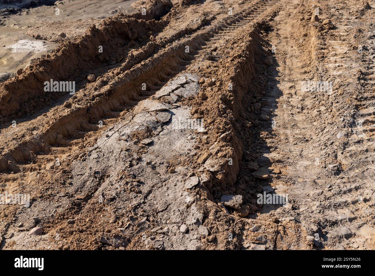a pit for laying different layers of materials before asphalting a road ...
