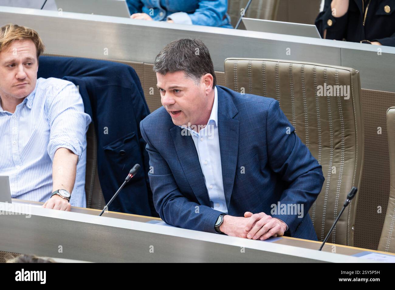 Maxim Veys Vooruit and Tom Ongena OpenVLD at the Flemish parliament ...