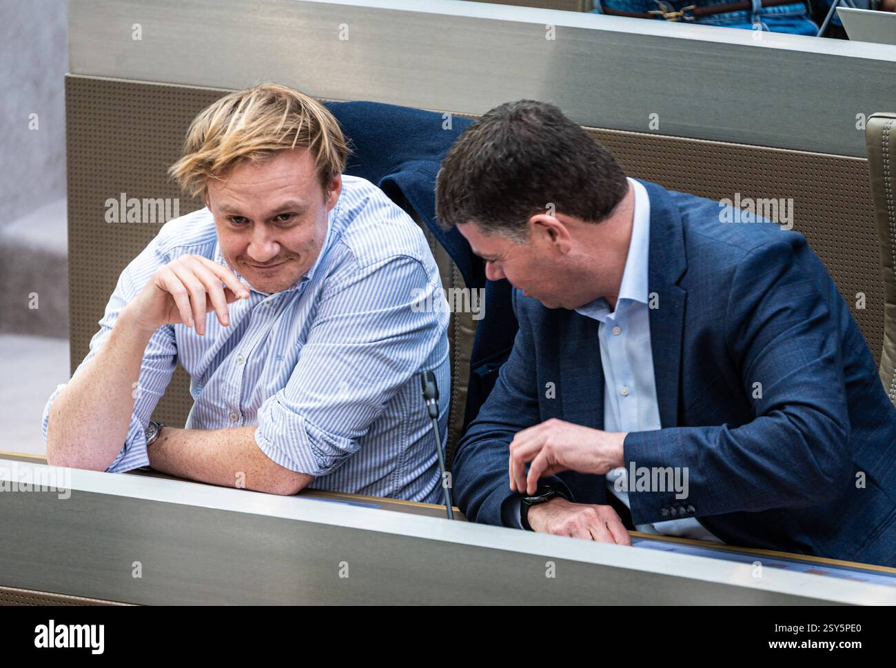 Maxim Veys Vooruit and Tom Ongena OpenVLD at the Flemish parliament ...