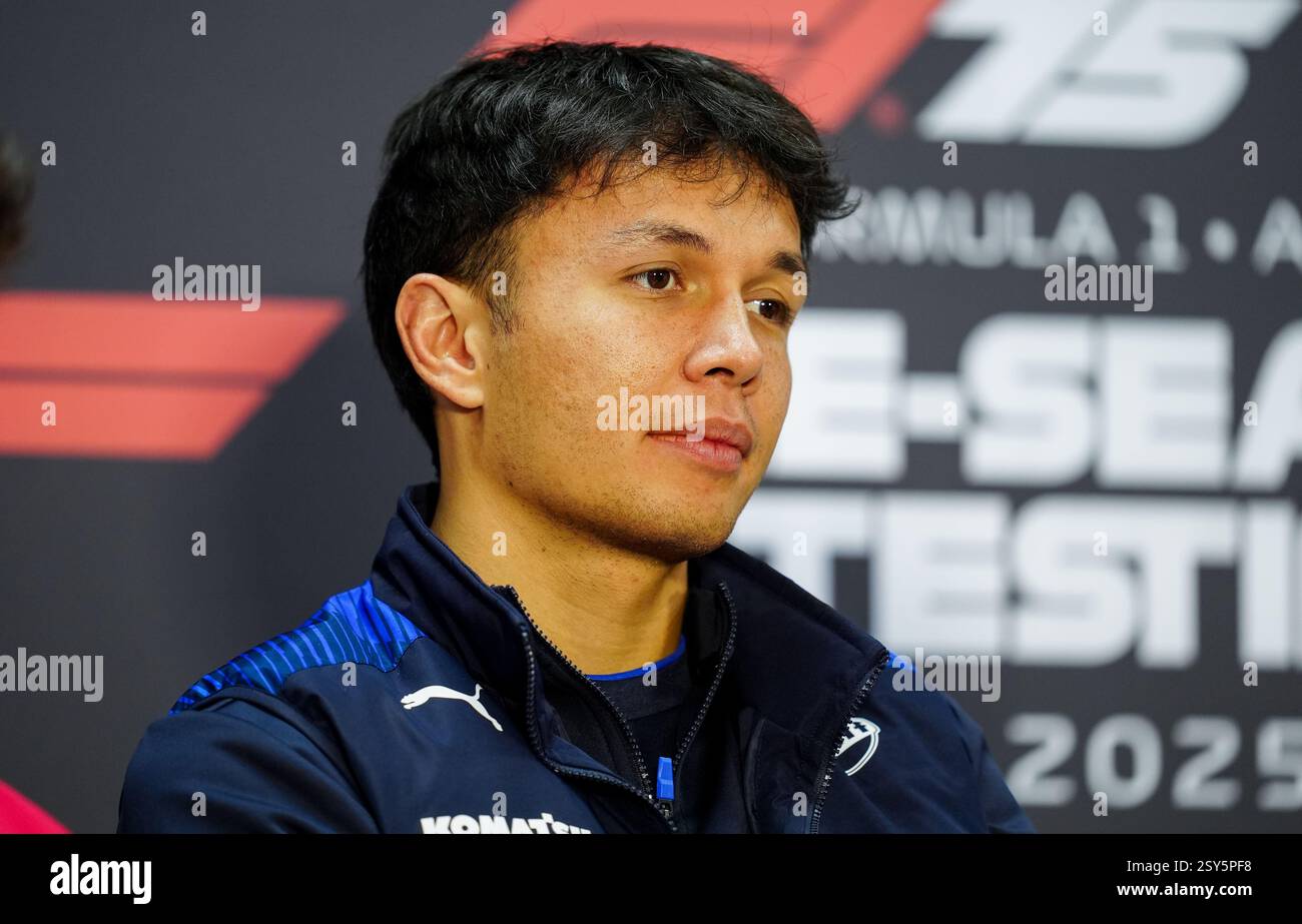 Williams driver Alex Albon on day two of pre-season testing at the ...