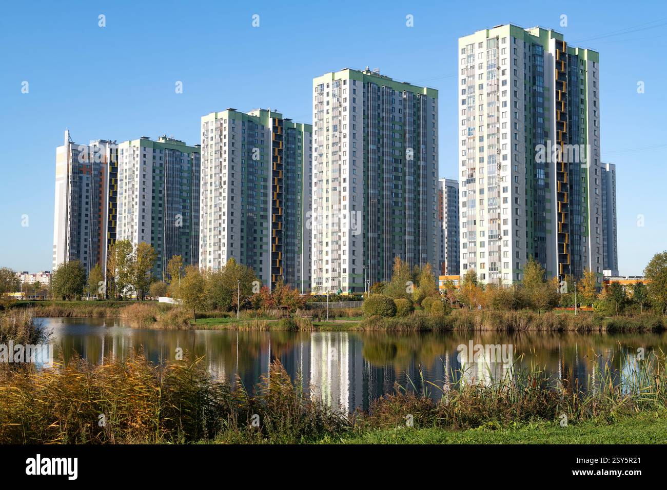 View of the buildings of the modern multi-story residential complex ...