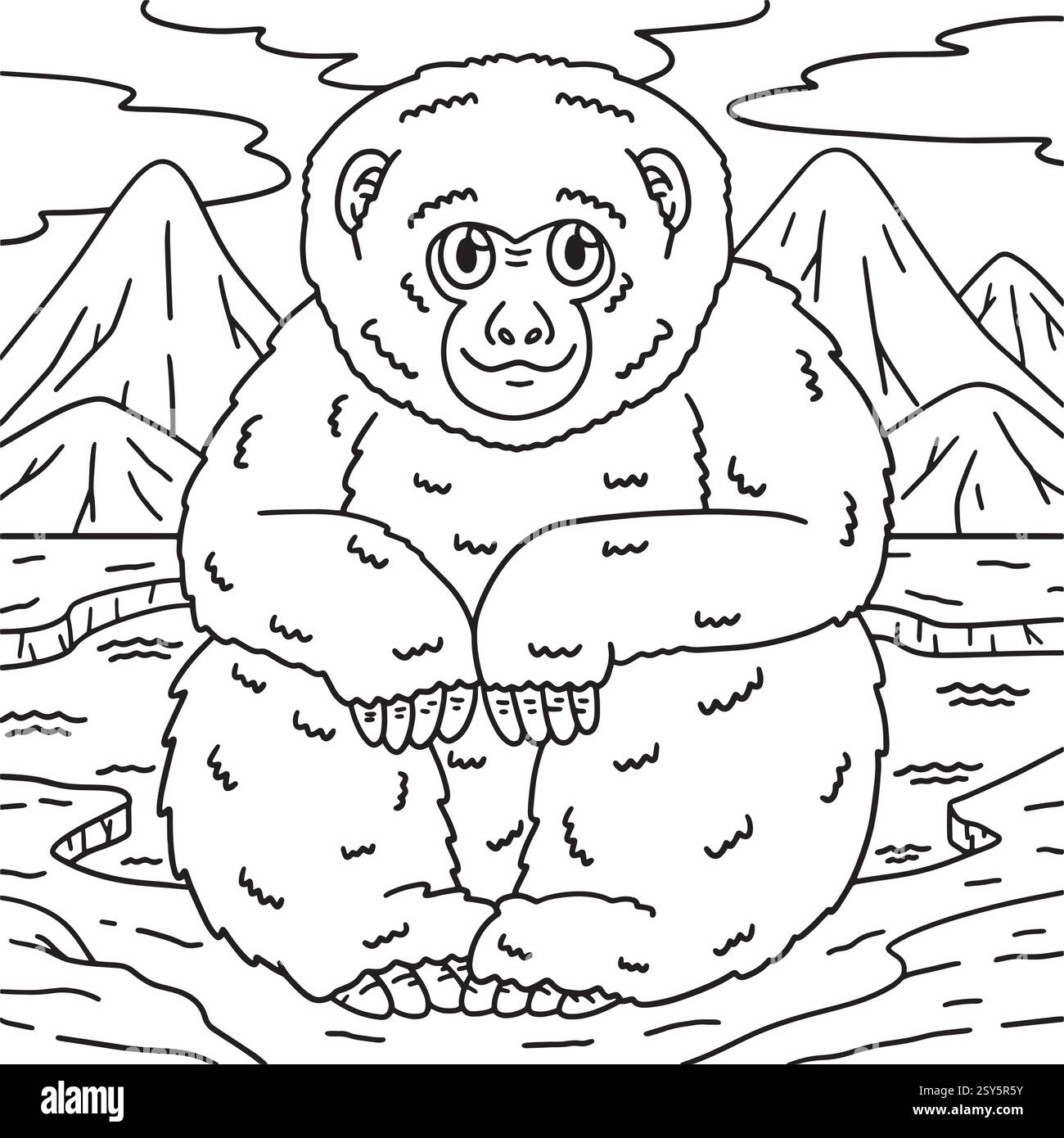 Japanese Macaque Monkey Coloring Page for Kids Stock Vector Image & Art ...