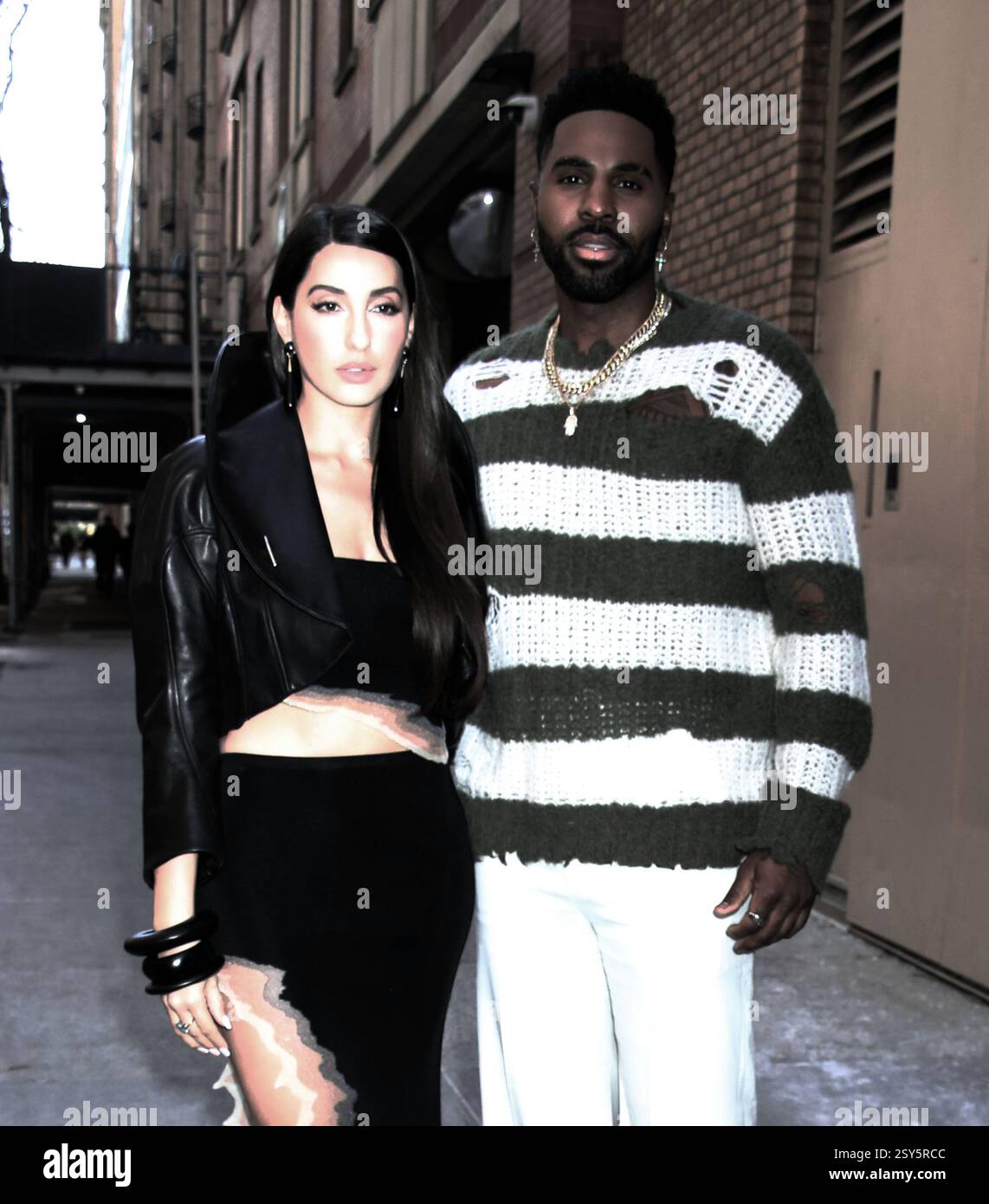 New York, NY, USA. 26th Feb, 2025. Nora Fatehi and Jason Derulo seen at ...