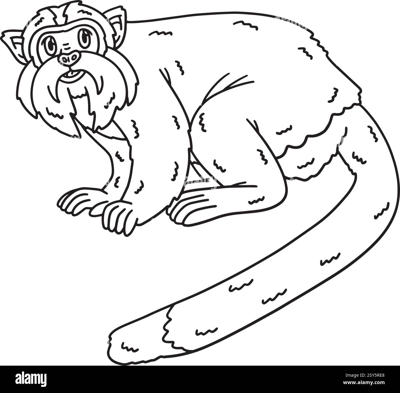 Emperor Tamarin Monkey Isolated Coloring Page Stock Vector Image & Art ...