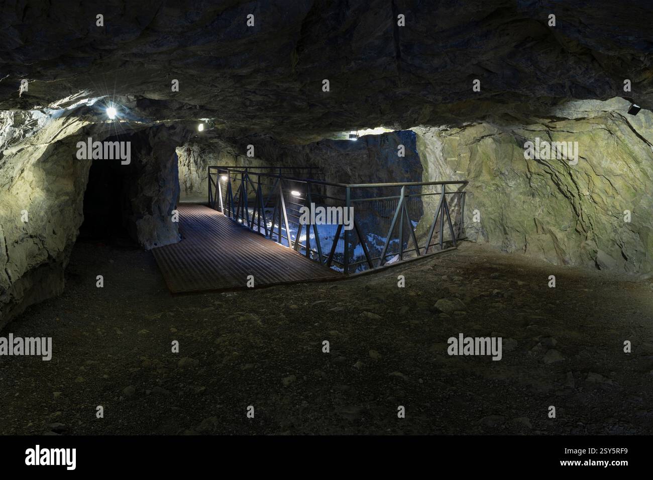 In an underground adit for marble mining in the Ruskeala Mountain Park ...