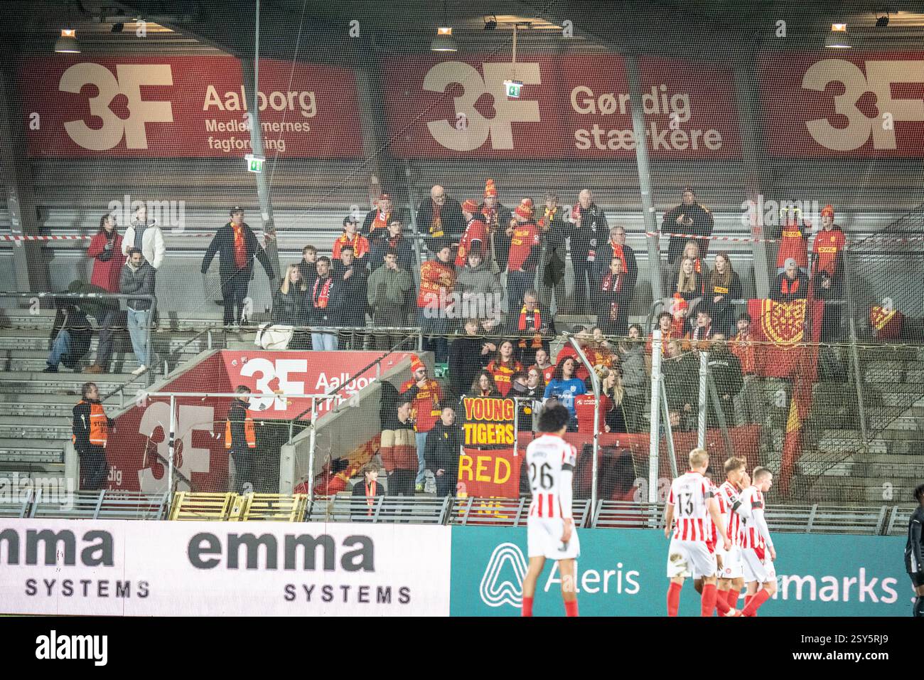 Aalborg, Denmark. 26th Feb, 2025. Football fans of FC Nordsjaelland ...