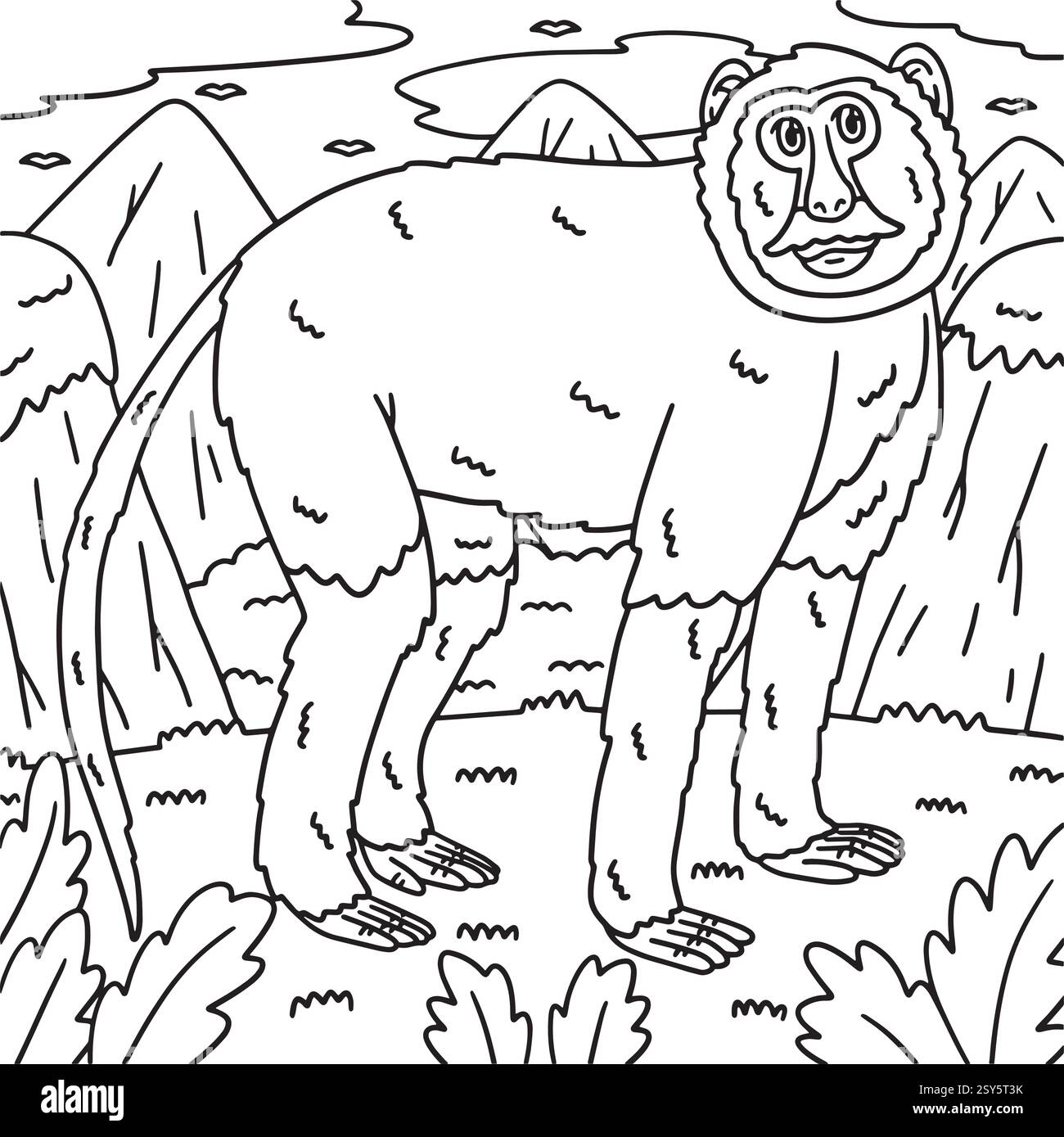 Patas Monkey Animal Coloring Page for Kids Stock Vector Image & Art - Alamy