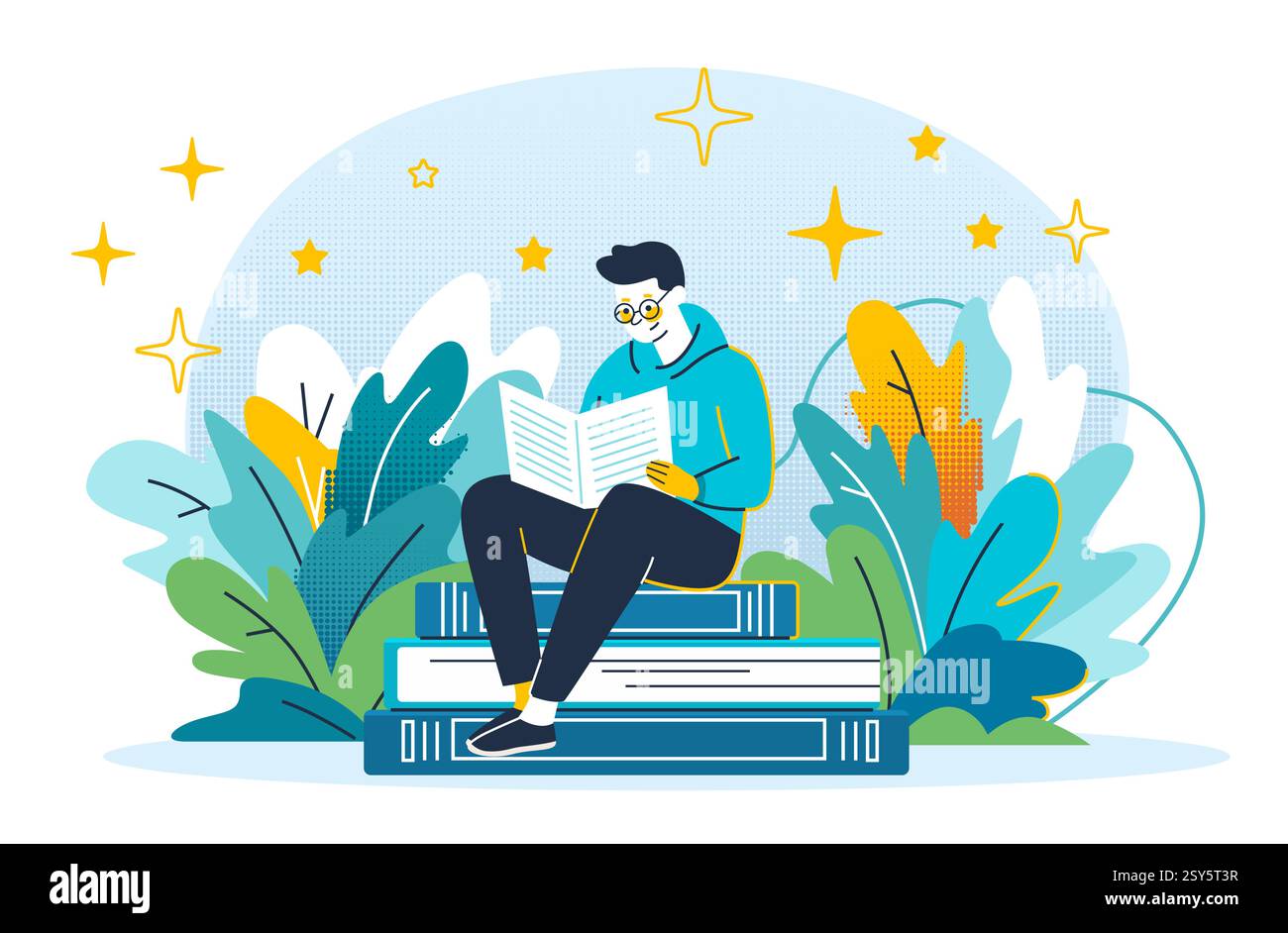 Casual man library reading Stock Vector Images - Alamy