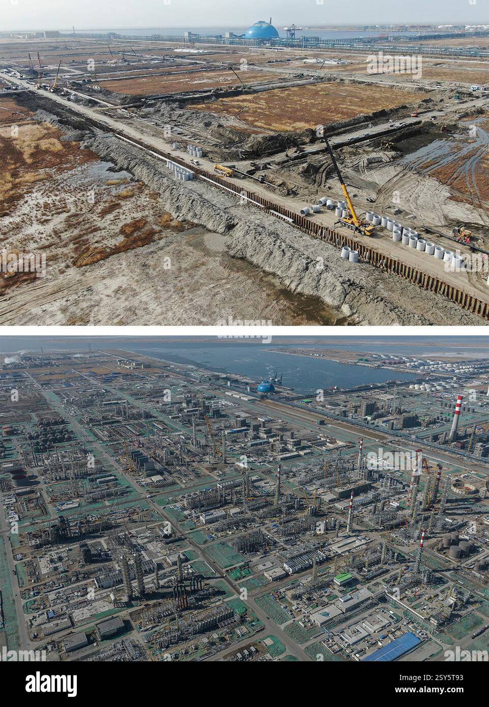 (250227) -- PANJIN, Feb. 27, 2025 (Xinhua) -- This combo photo shows ...