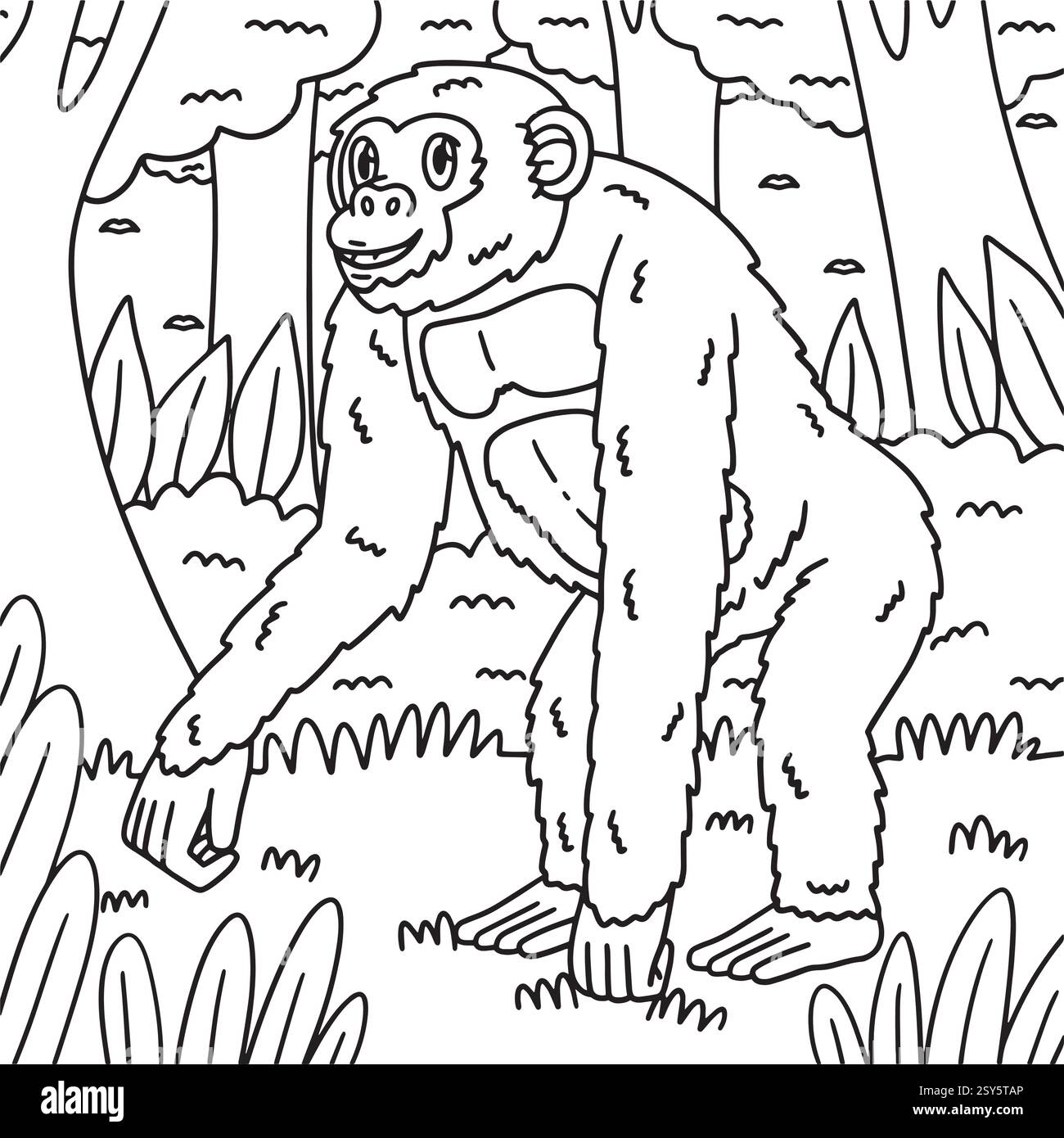 Bonobo Great Ape Animal Coloring Page for Kids Stock Vector Image & Art ...