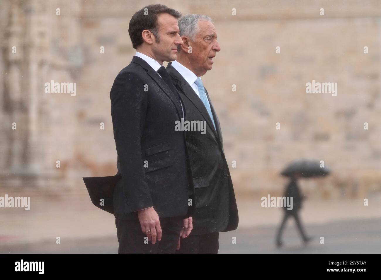 Portuguese President Marcelo Rebelo de Sousa, right, and French ...