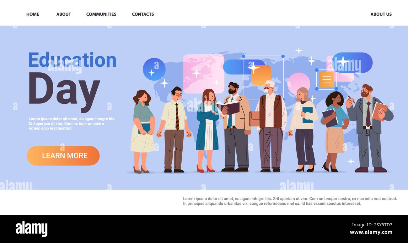 mix race teachers group with books standing together education day ...