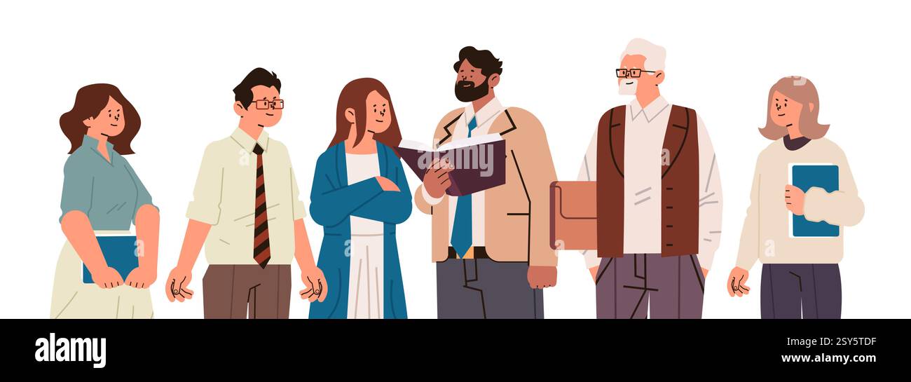 mix race teachers group with books standing together education day ...