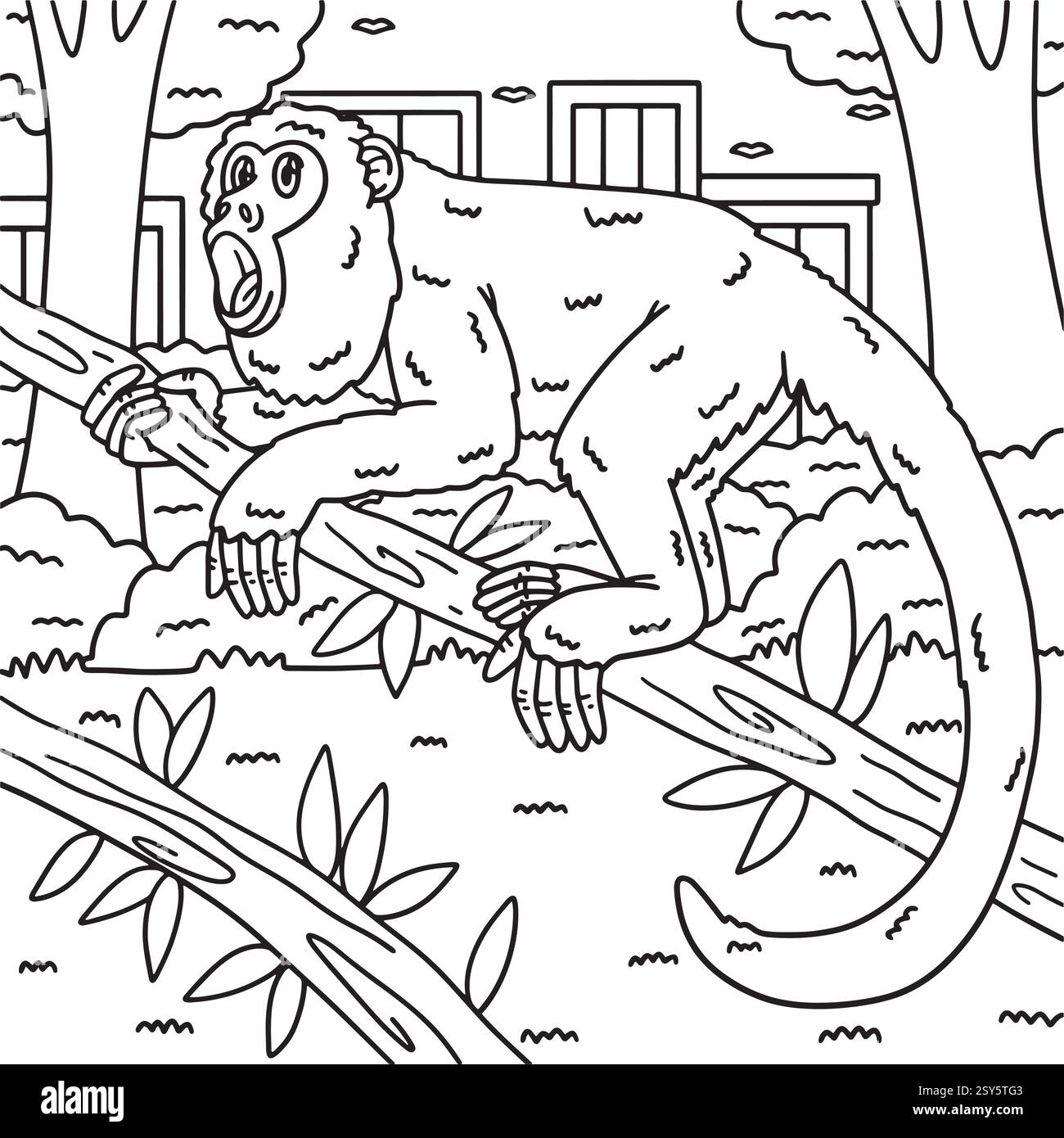 Howler Monkey Animal Coloring Page for Kids Stock Vector Image & Art ...
