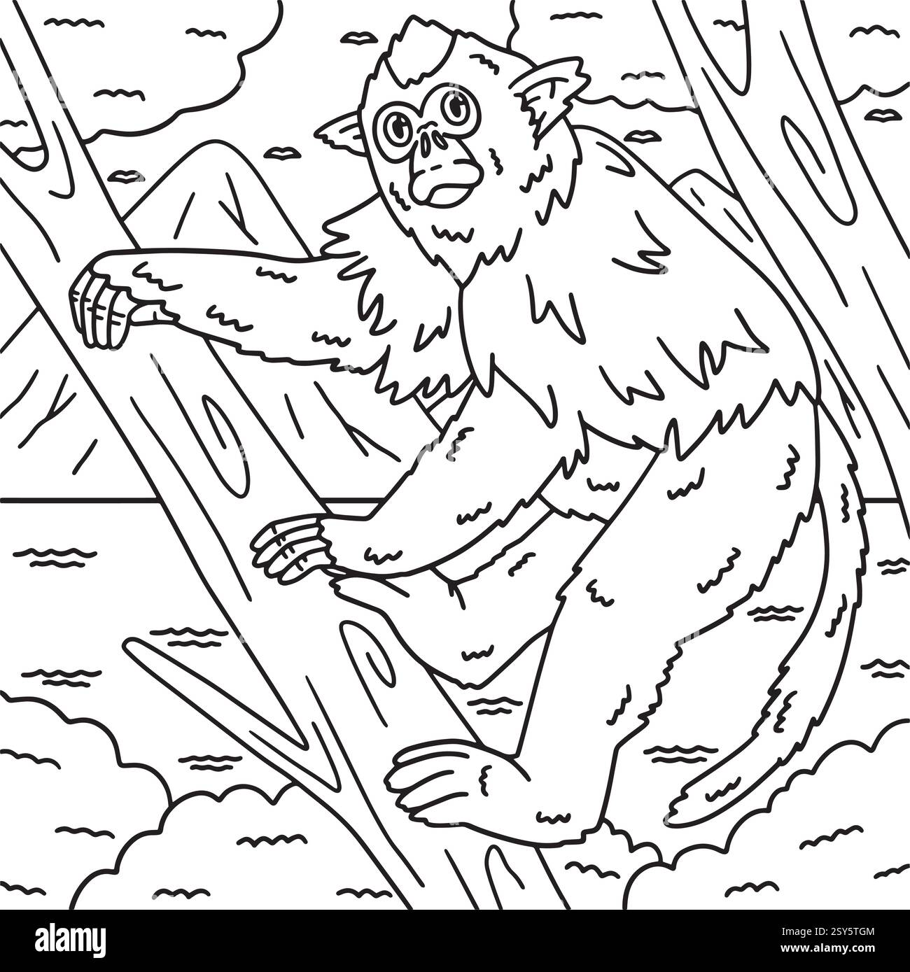 Golden Snub Nosed Monkey Coloring Page for Kids Stock Vector Image ...