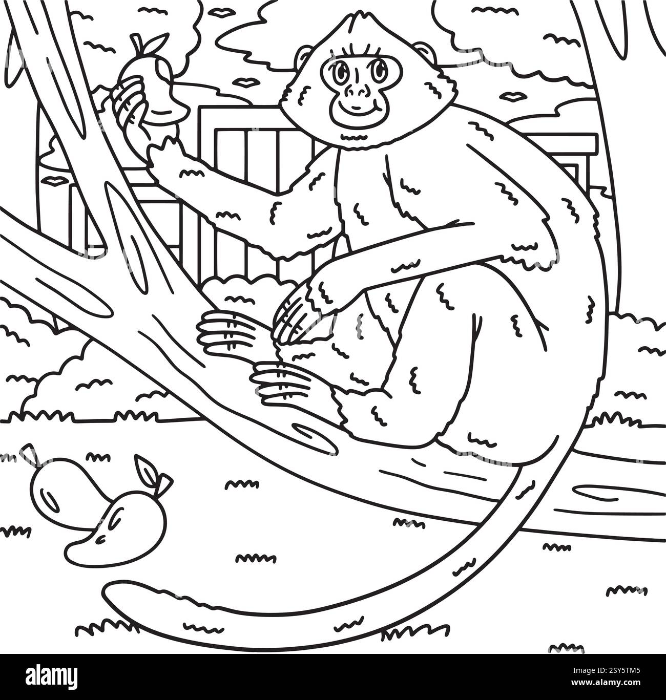 Hanuman Langur Monkey Coloring Page for Kids Stock Vector Image & Art ...