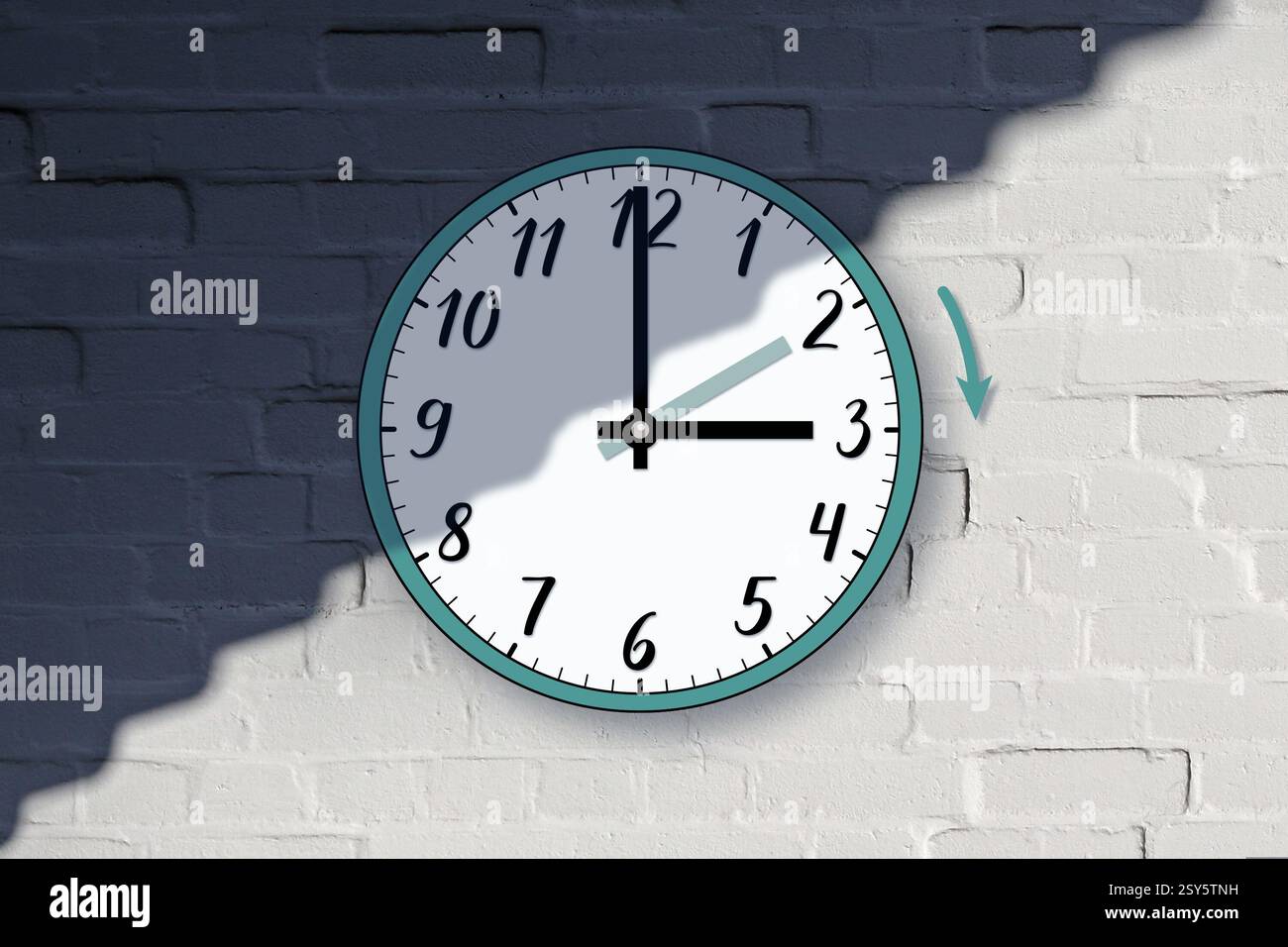 The clock shows its hands moving forward from 2 a.m. to 3 a.m., marking ...