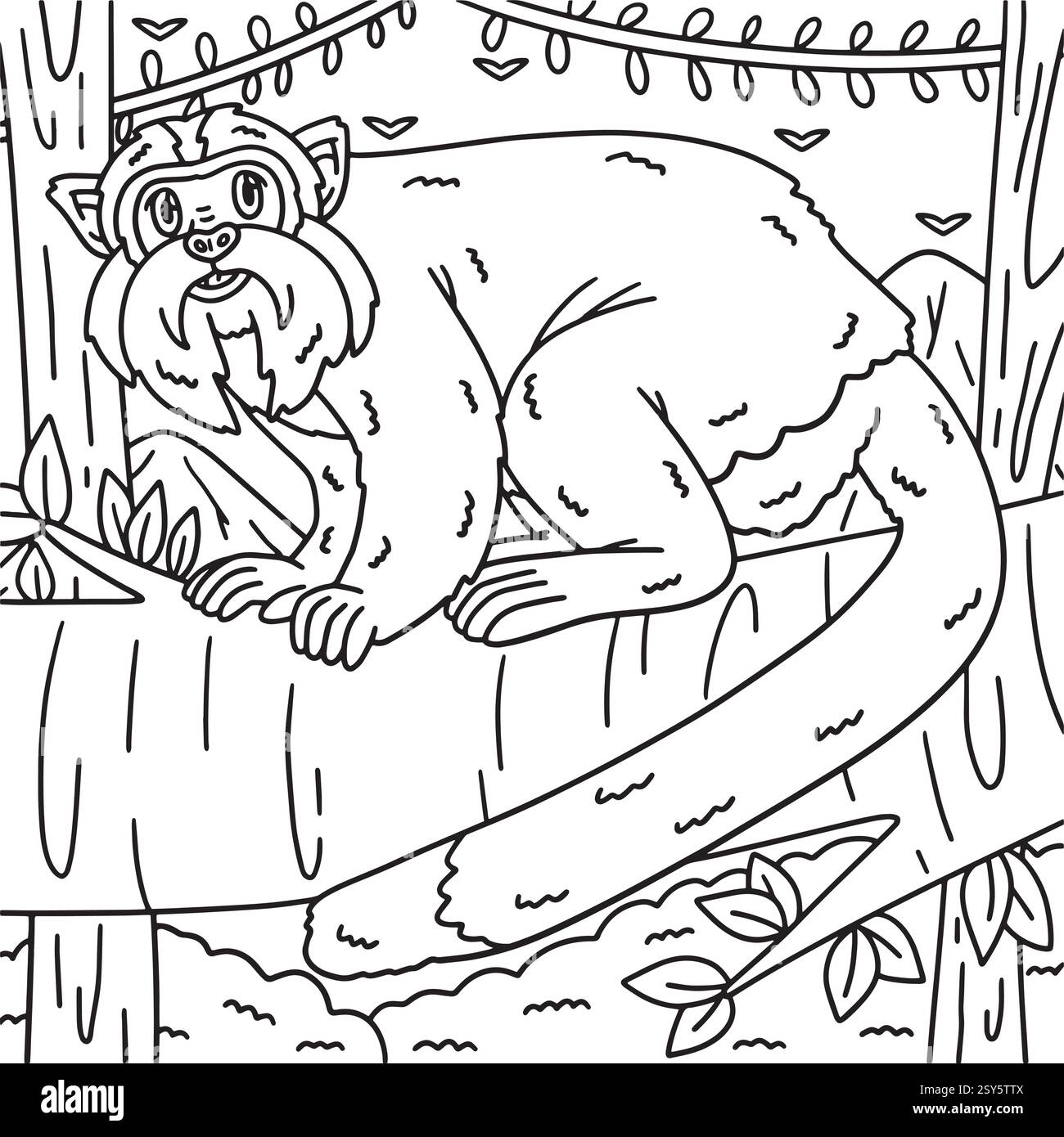 Emperor Tamarin Monkey Coloring Page for Kids Stock Vector Image & Art ...