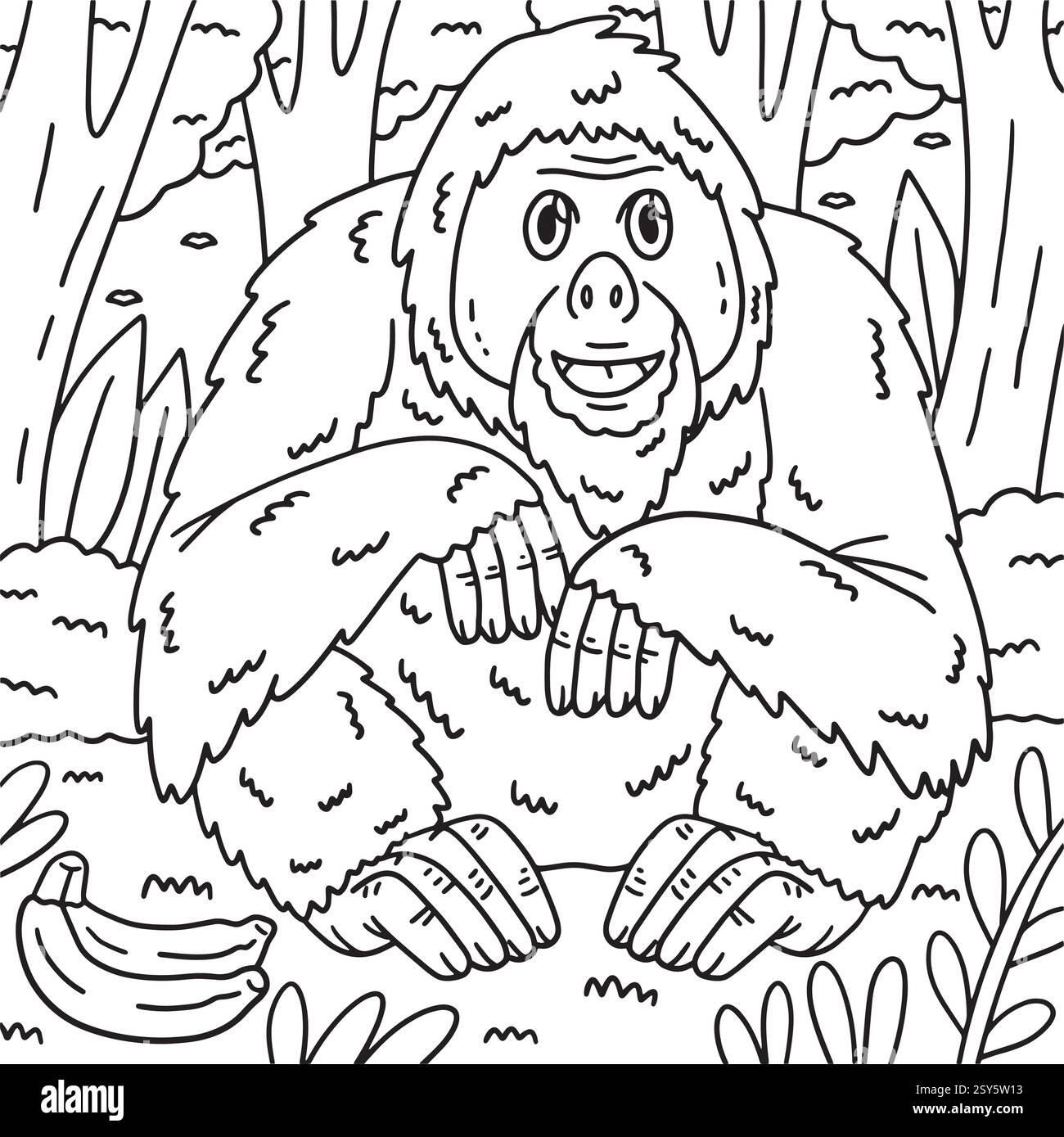 Orangutan Great Ape Animal Coloring Page for Kids Stock Vector Image ...