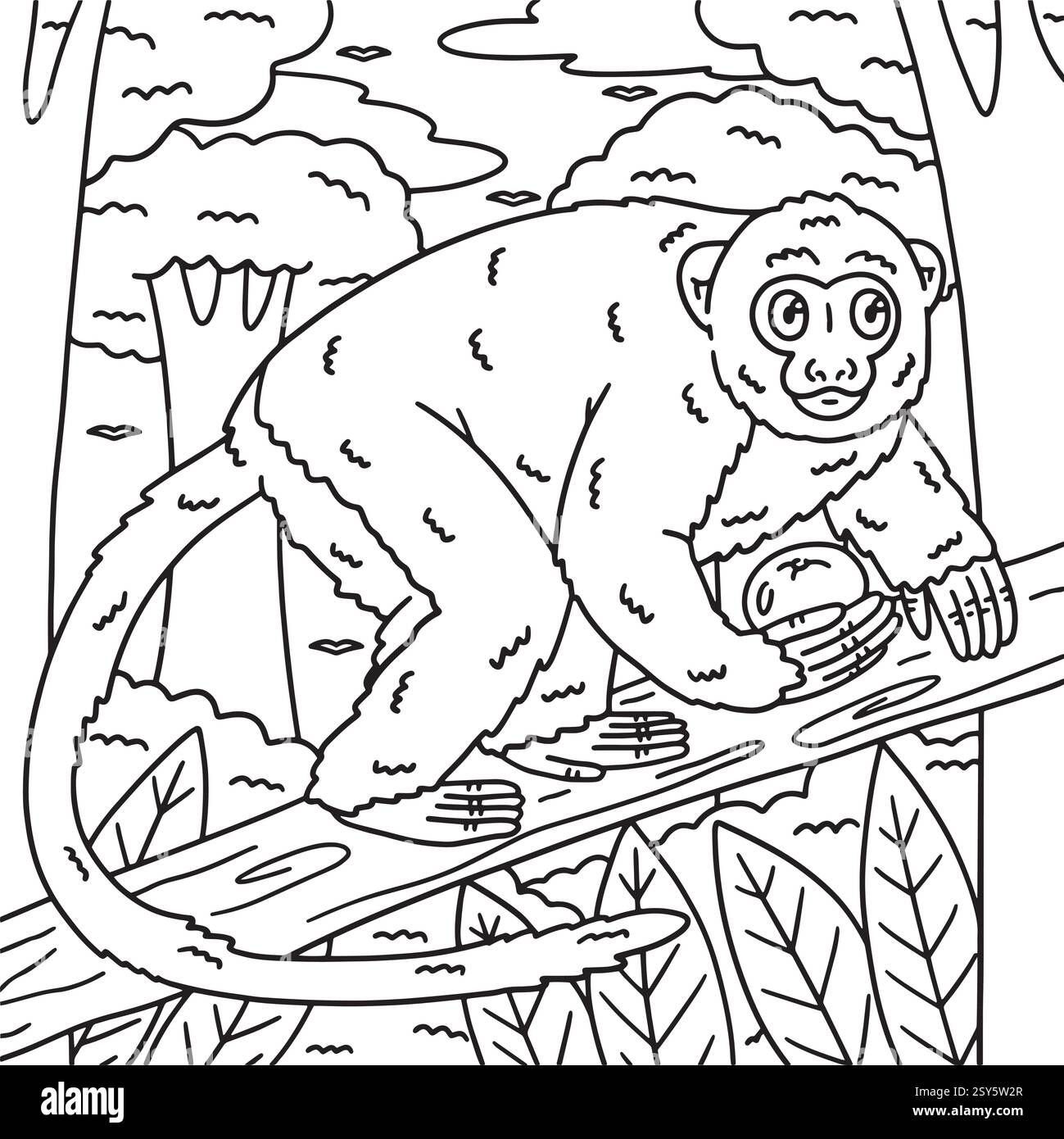 Night Monkey Animal Coloring Page for Kids Stock Vector Image & Art - Alamy