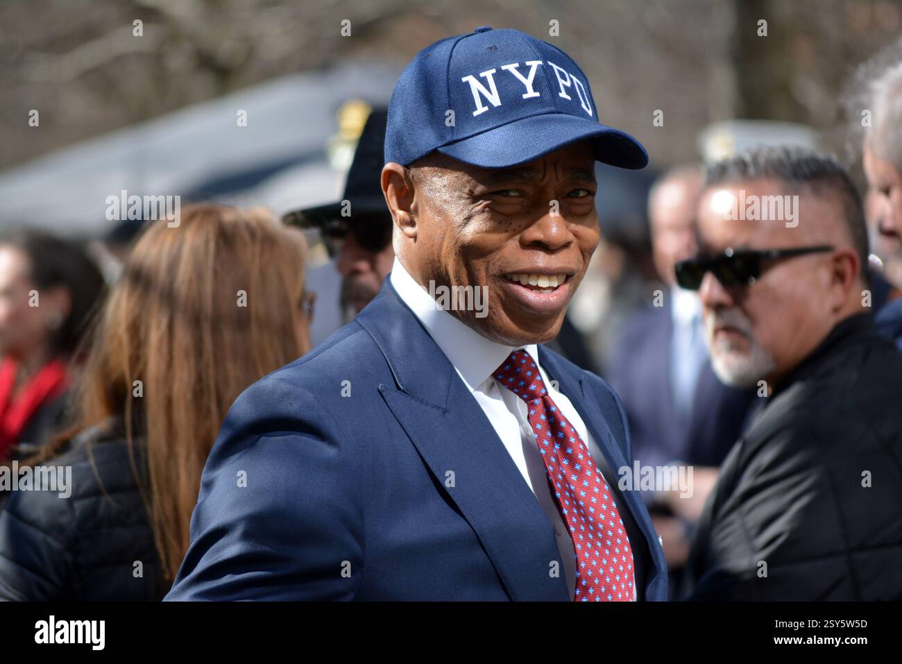 New York City Mayor Eric Adams at a memorial service at Ground Zero in ...