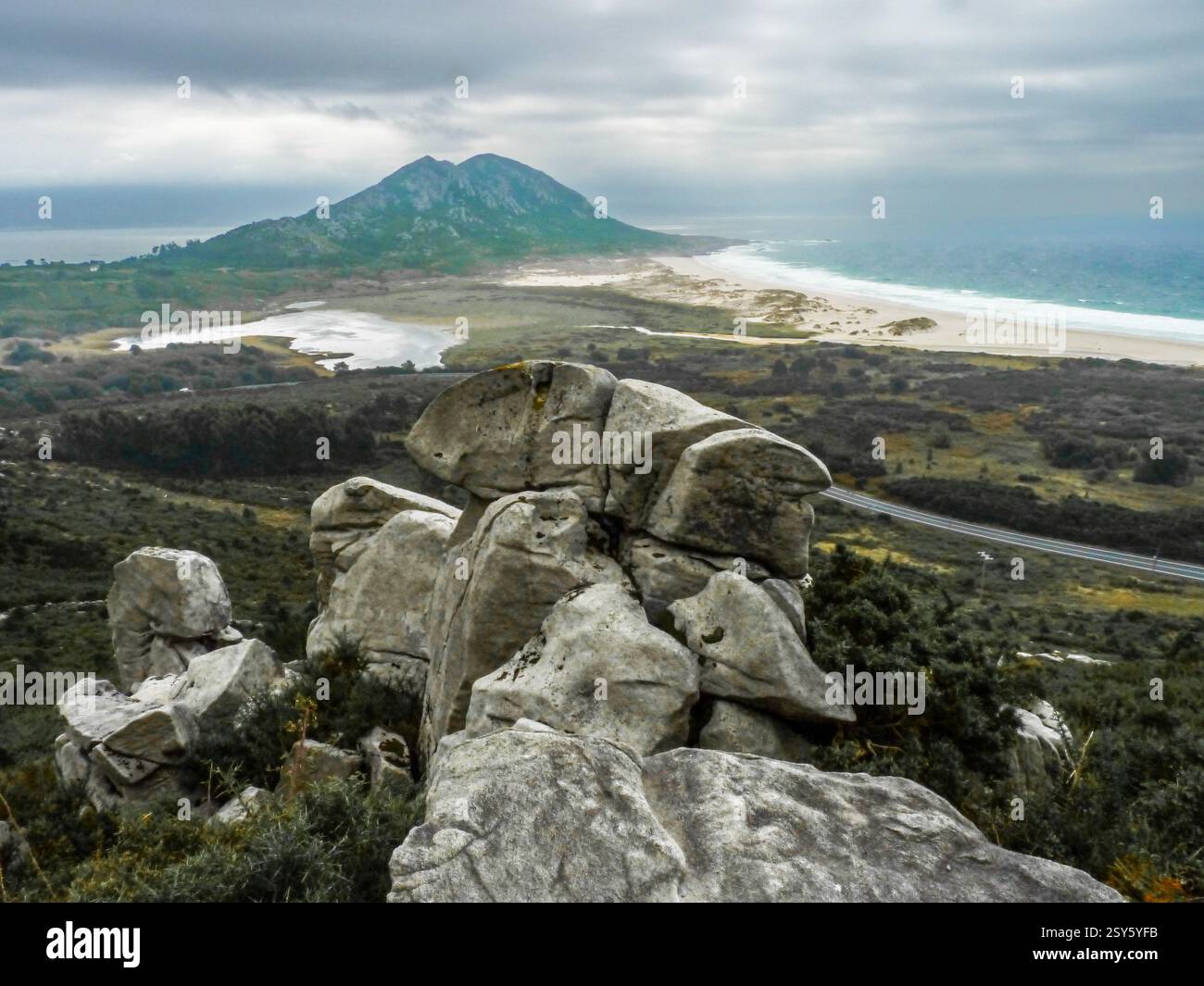 Lariño , Galicia , Spain. View of Monte Louro on the Costa da Muerte in ...