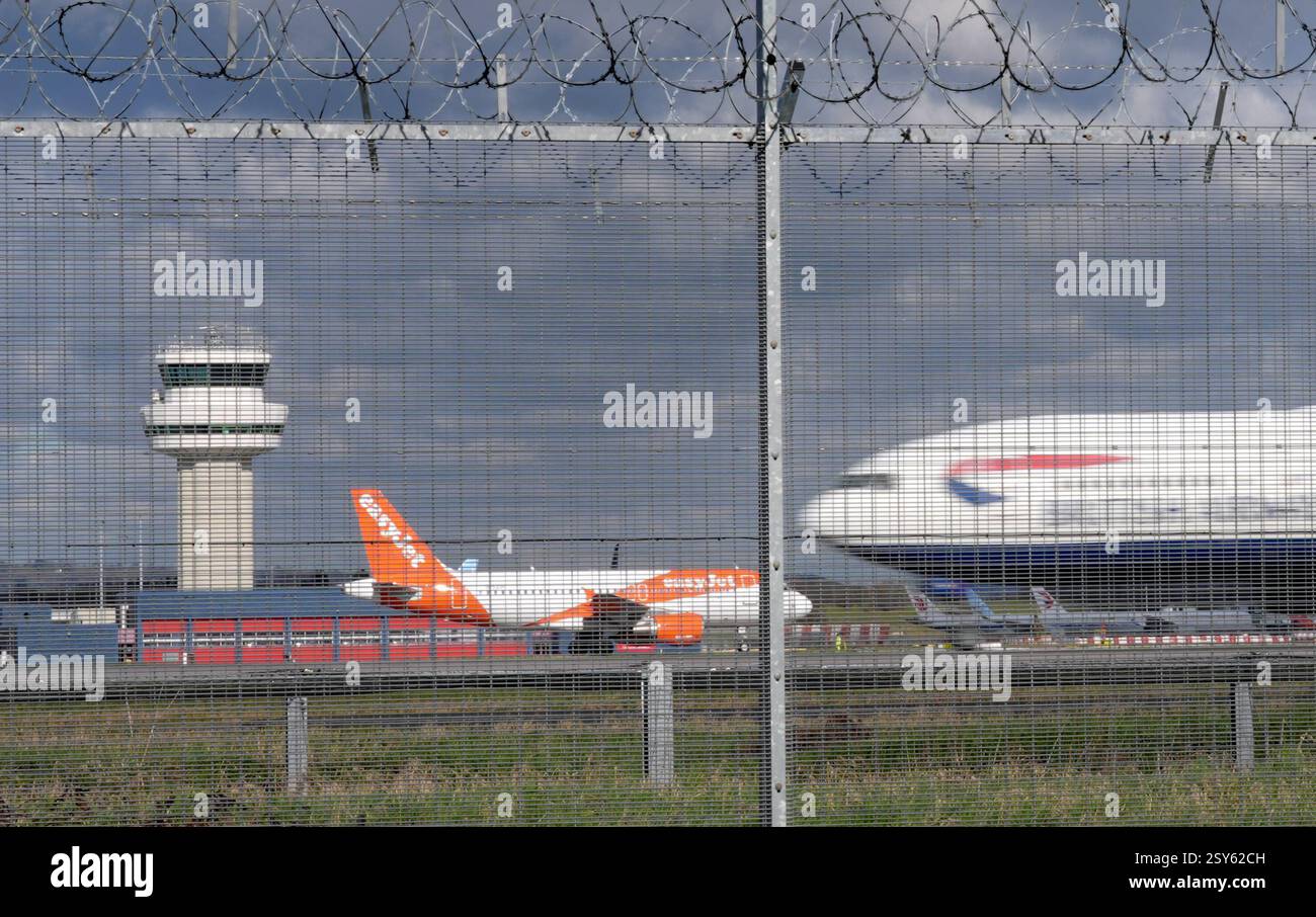 Passenger planes arrive and leave London Gatwick Airport in Crawley, West Sussex. Gatwick wants ...