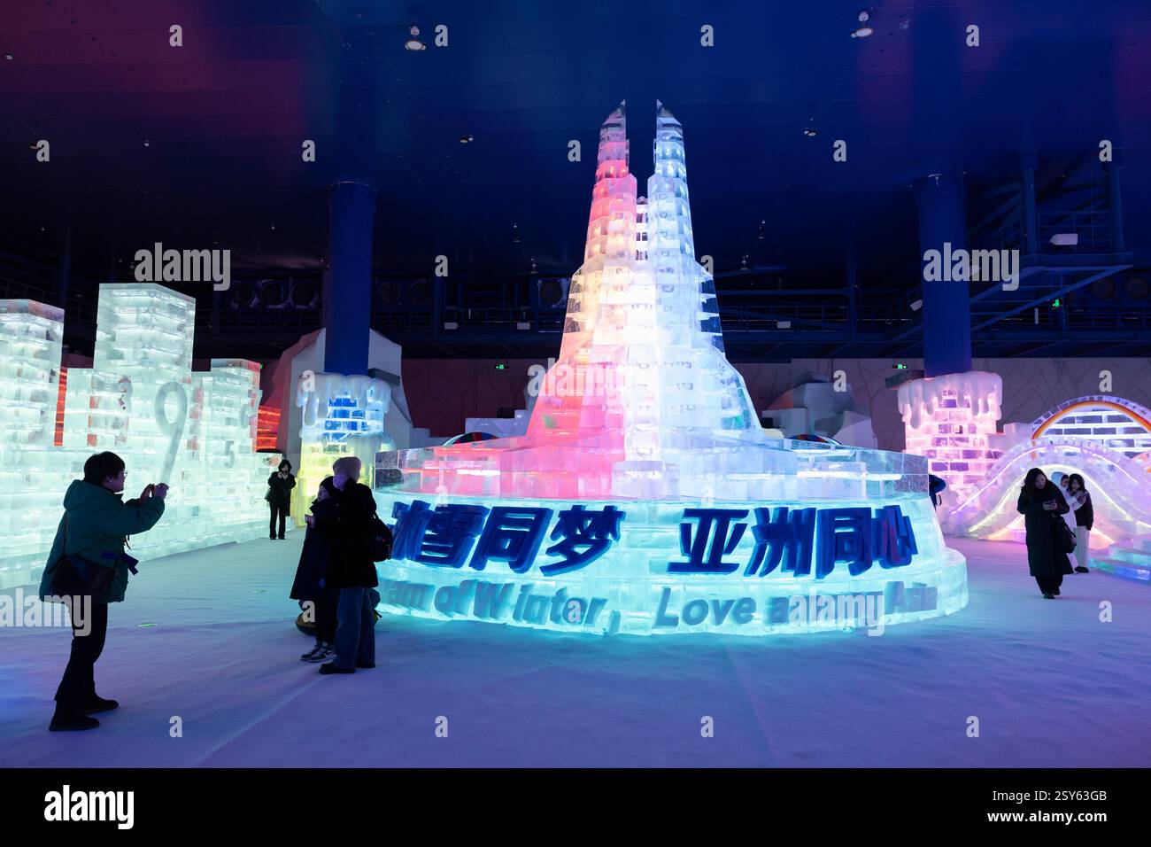 (250227) -- HARBIN, Feb. 27, 2025 (Xinhua) -- Visitors pose for photos ...