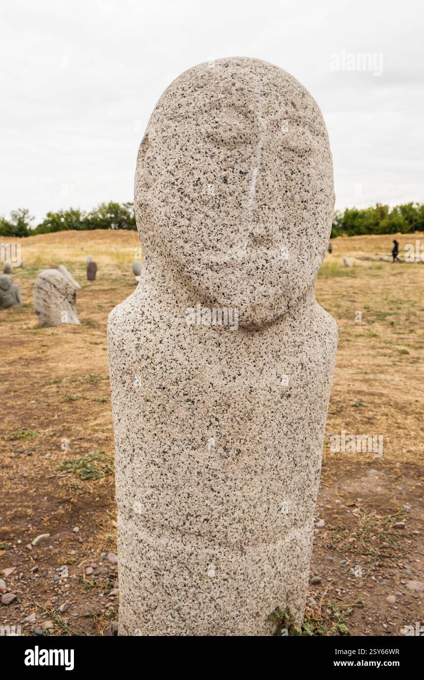 Kyrgyzstan. historic stone statue sculpture near Burana Tower in the ...