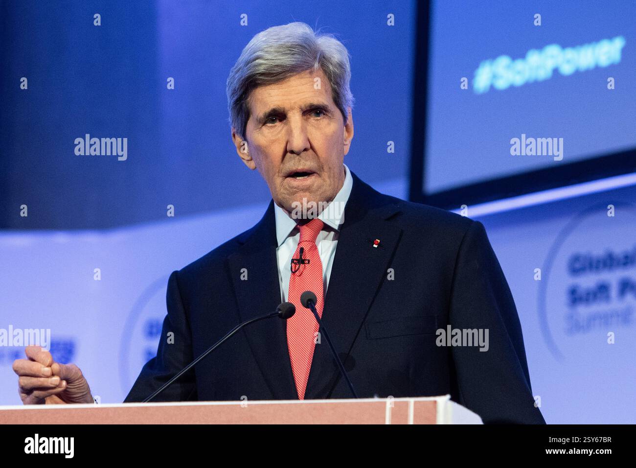 London, UK. 20 February 2025. Former U.S. Secretary of State John Kerry ...