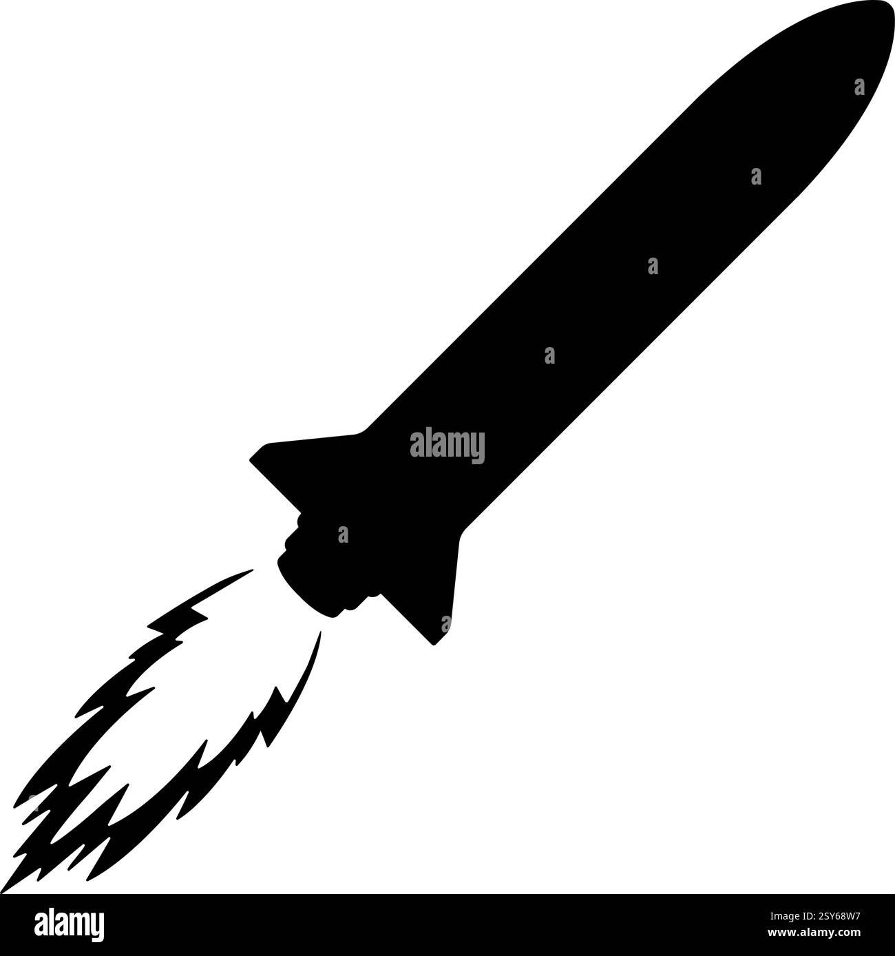 Simple silhouette of a rocket or missile flying vector illustration ...