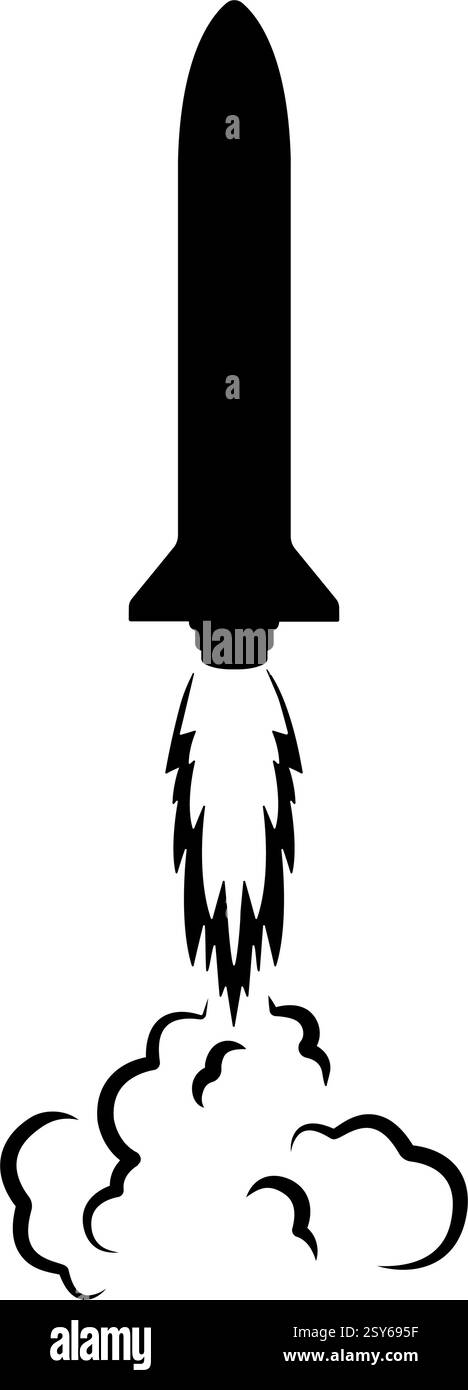 Simple silhouette of a rocket or missile launch vector illustration ...