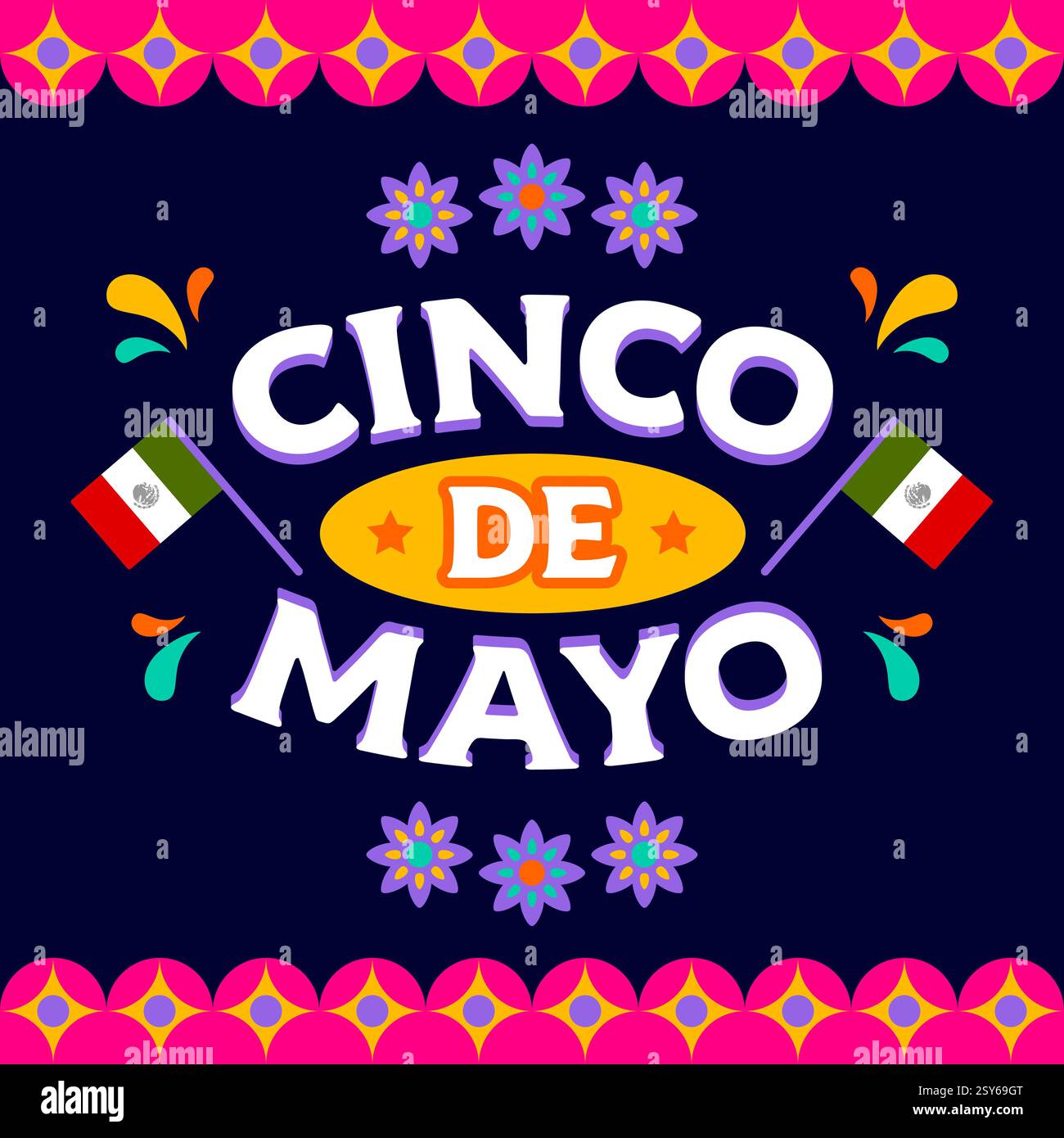 Cinco de Mayo Mexican Flag Poster Square Banner Stock Vector Image ...