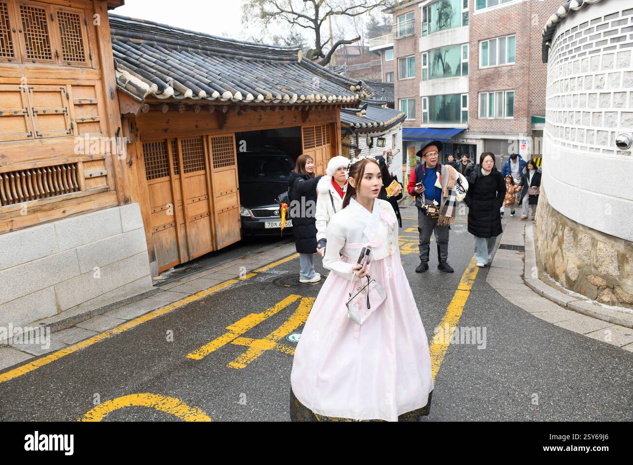 Seoul, South Korea - 14 January 2025: people walking at the Bukchon ...