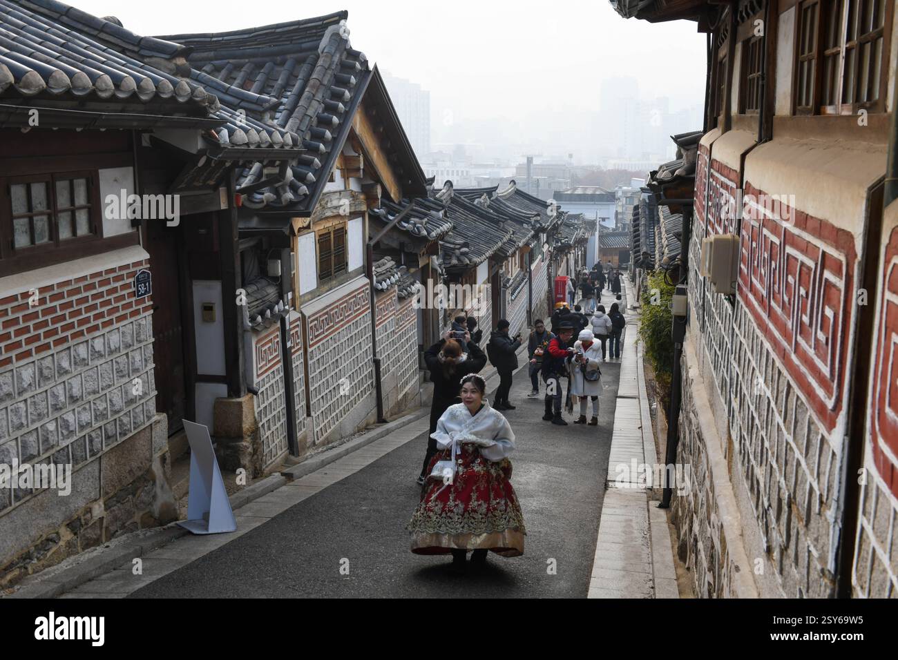 Seoul, South Korea - 14 January 2025: people walking at the Bukchon ...