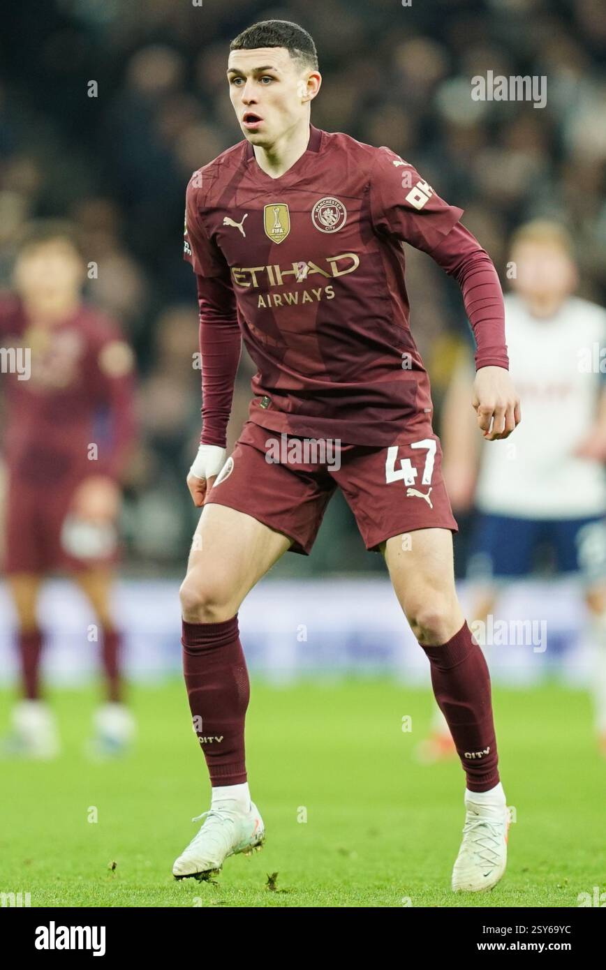 London, UK. 26th Feb, 2025. Phil Foden of Manchester City during the Tottenham Hotspur FC v ...