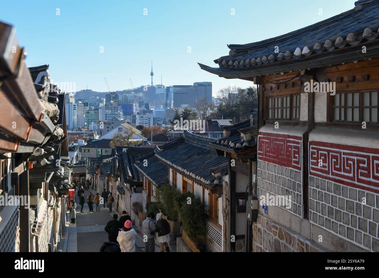 Seoul, South Korea - 14 January 2025: people walking at the Bukchon ...