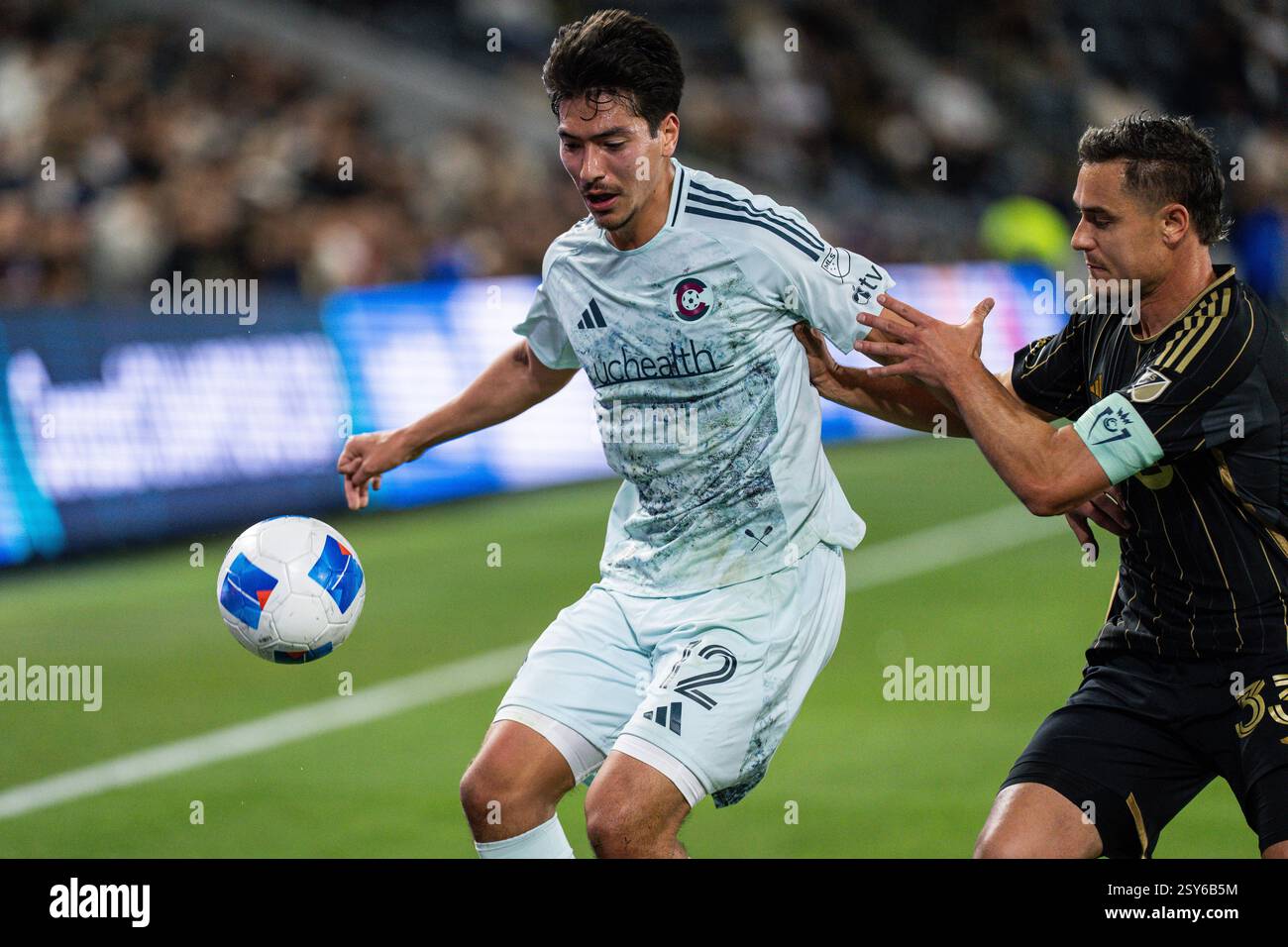 Colorado Rapids midfielder Joshua Atencio (12) fends off LAFC defender ...