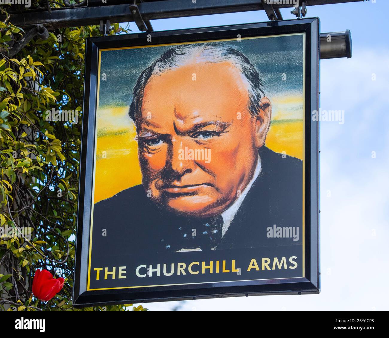 London, UK - March 30th 2023: Close-up of a traditional hanging pub ...