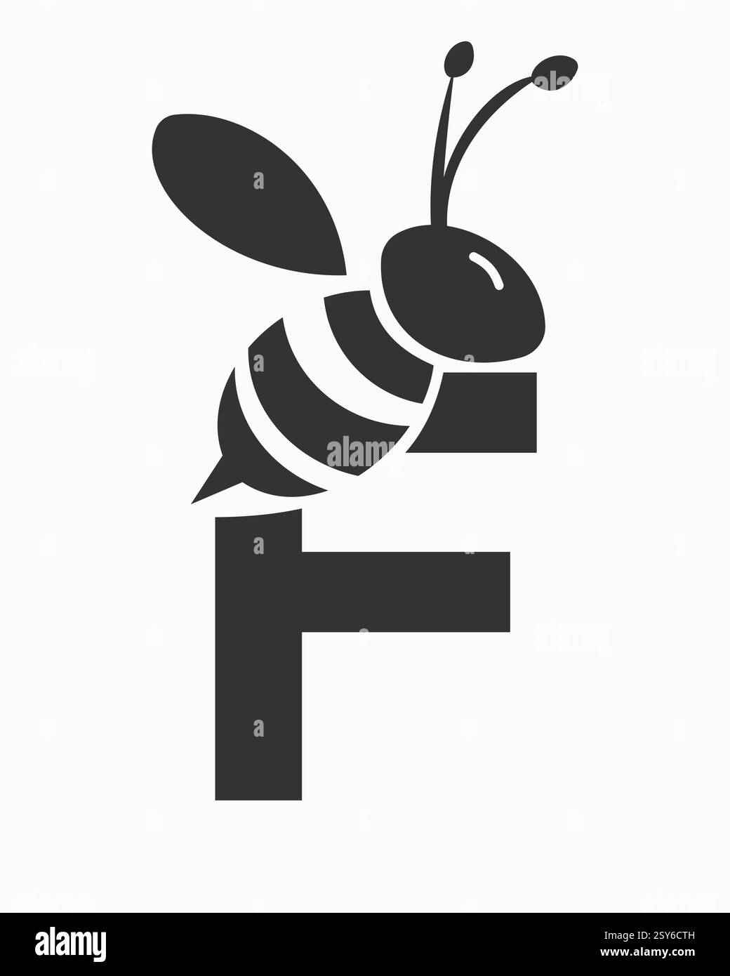 Initial Bee Logo On Letter F For Honey Bee Symbol Stock Vector Image ...