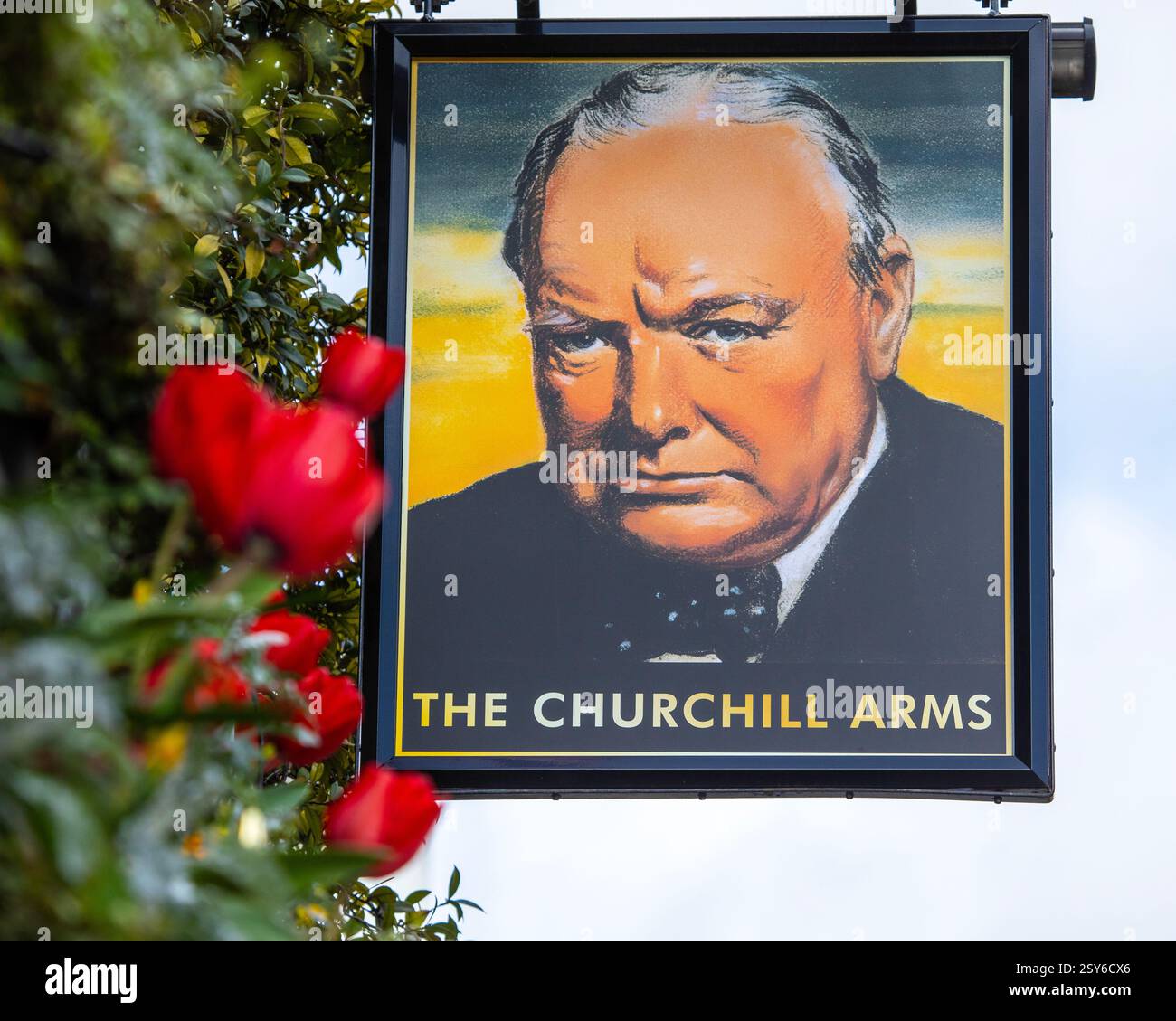 London, UK - March 30th 2023: Close-up of the traditional hanging sign ...