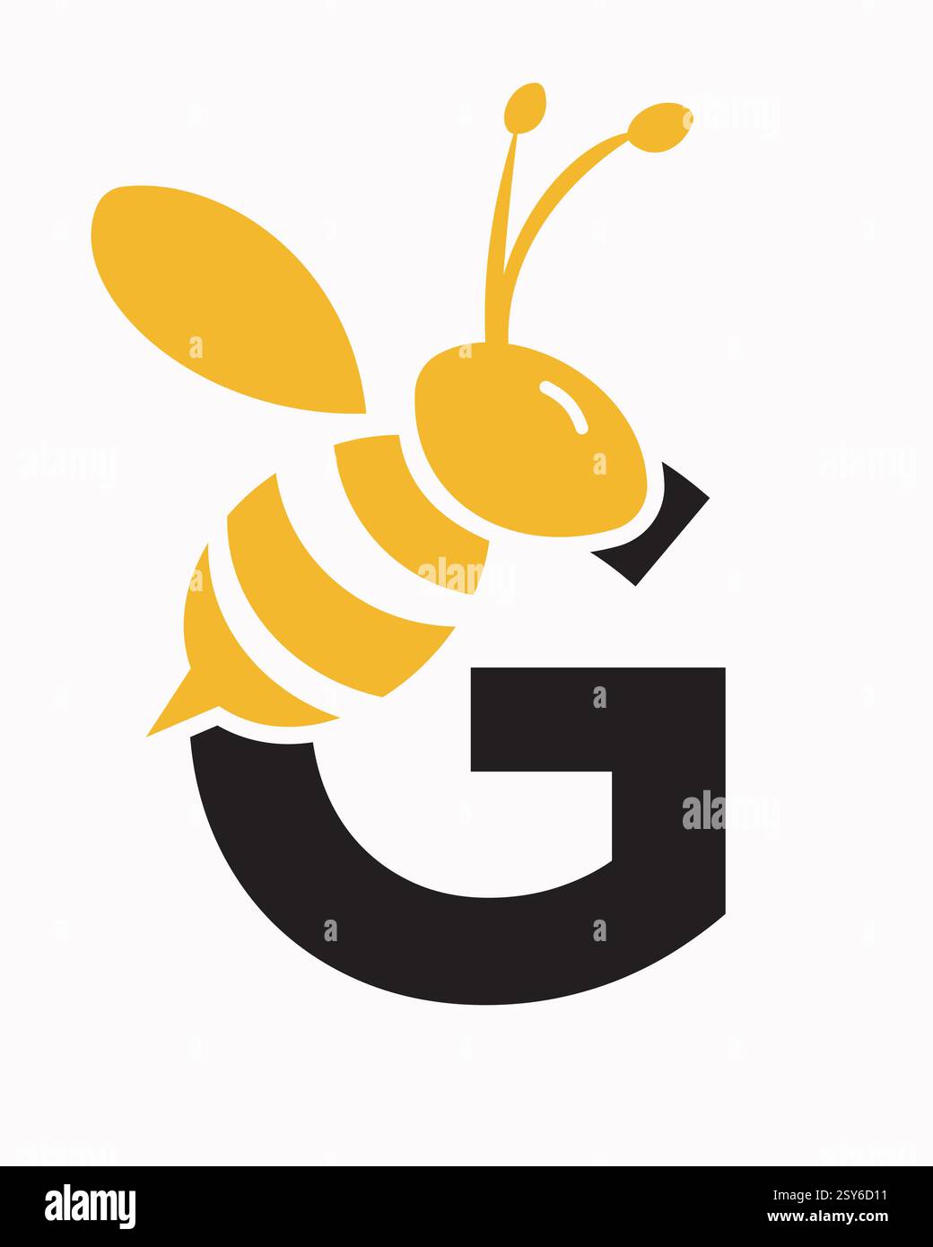 Initial Bee Logo On Letter G For Honey Bee Symbol Stock Vector Image ...