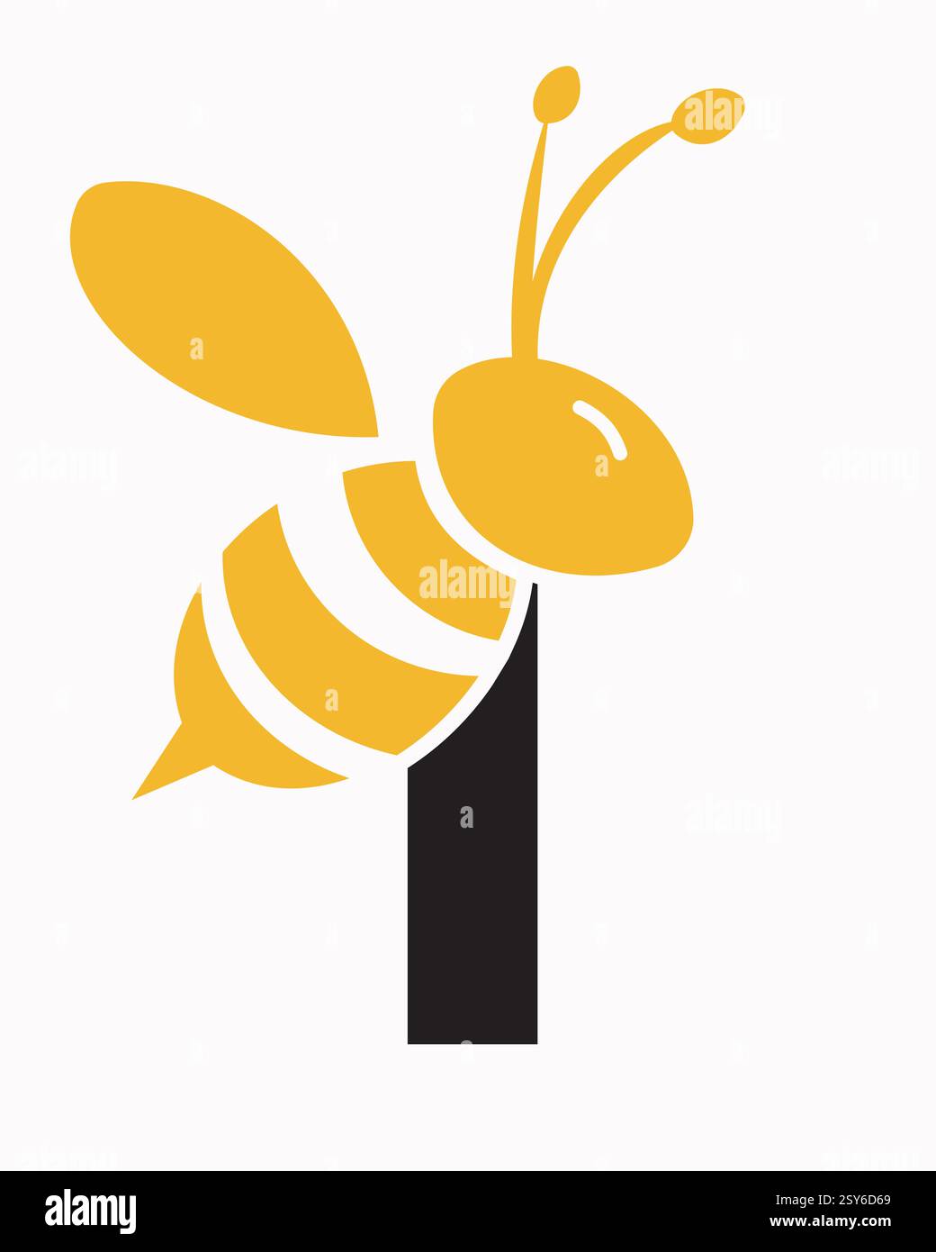 Initial Bee Logo On Letter I For Honey Bee Symbol Stock Vector Image ...