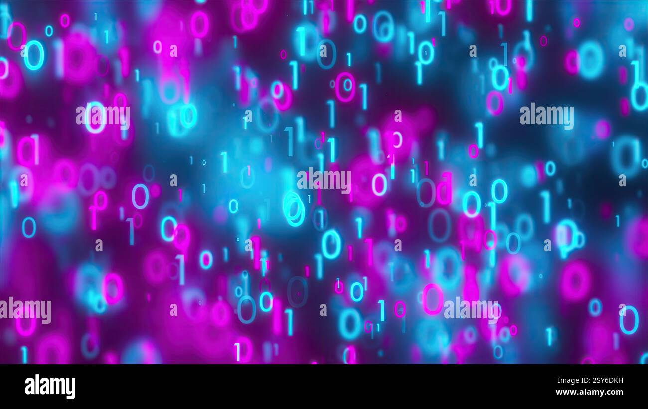 Purple digital matrix code rain hi-res stock photography and images - Alamy