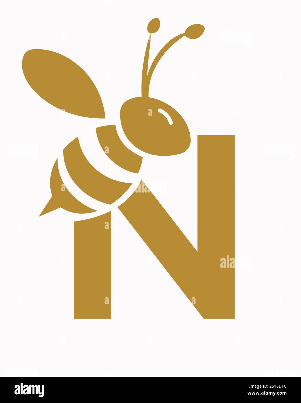 Initial Bee Logo On Letter N For Honey Bee Symbol Stock Vector Image ...
