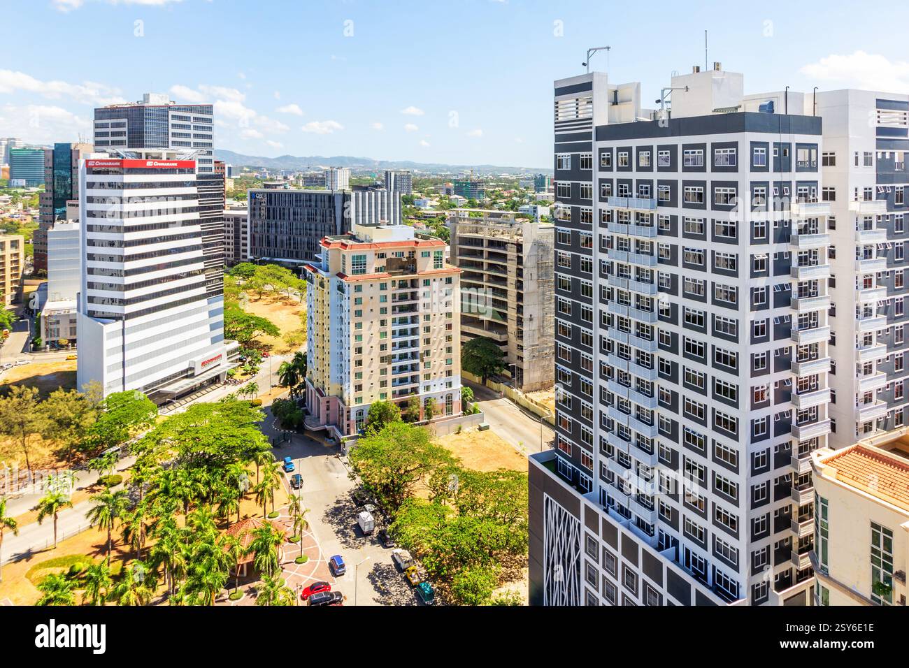 Built urban landscape of Cebu City with high-rise buildings, busy ...
