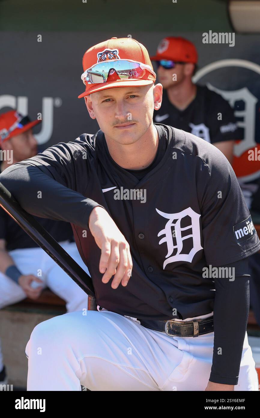 Lakeland FL USA; Detroit Tigers infielder Corey Joyce in the dugout ...