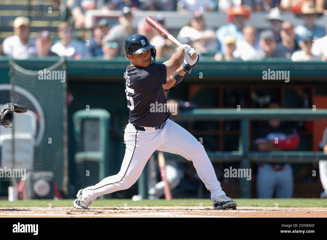Lakeland FL USA; Detroit Tigers third baseman Hao-Yu Lee grounds out to ...